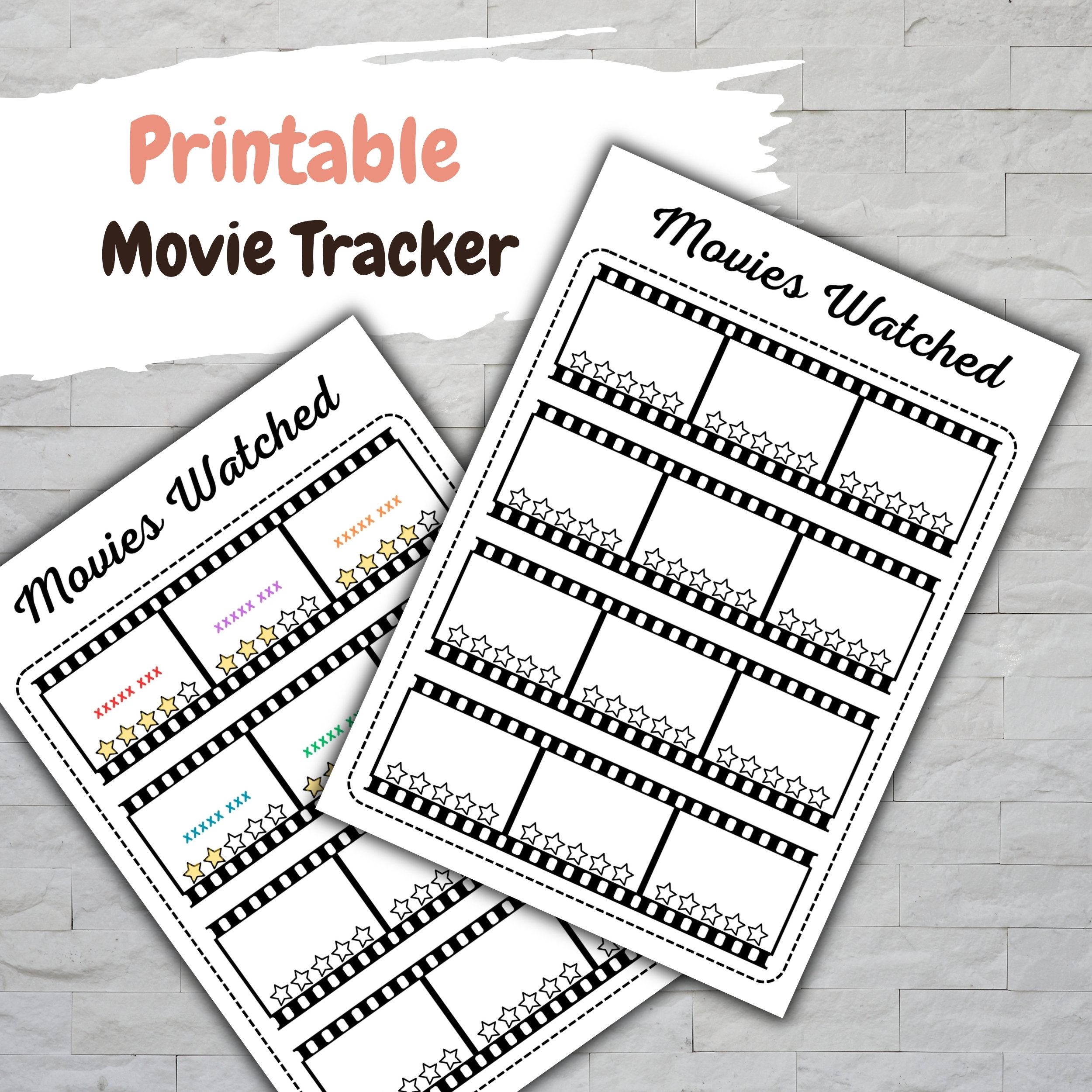 Monthly Movie Tracker, Printable Tracker, Movie Tracker Journal, A5 ...