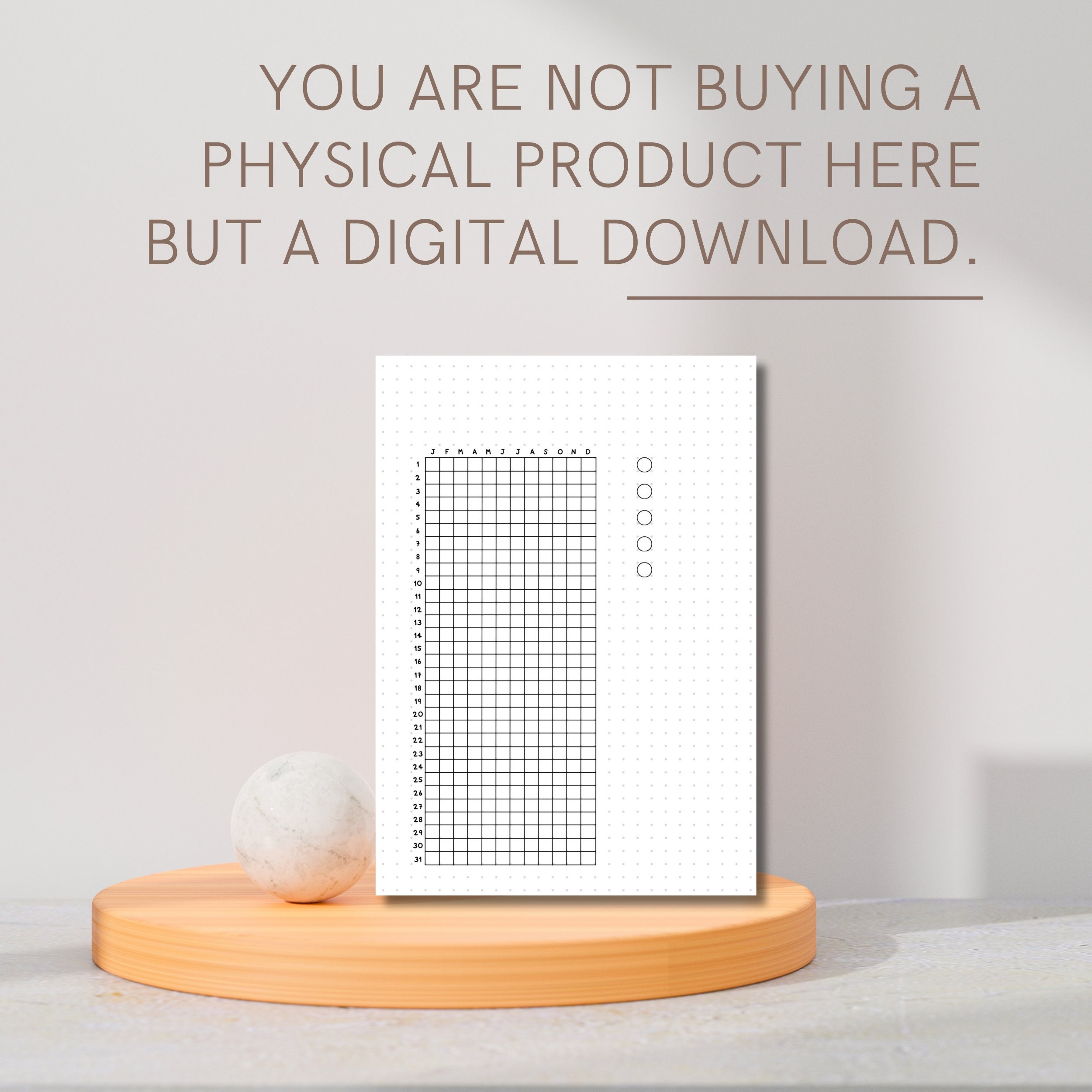 Yearly Blank Tracker, Printable Tracker, Bullet Journal Page, Yearly ...