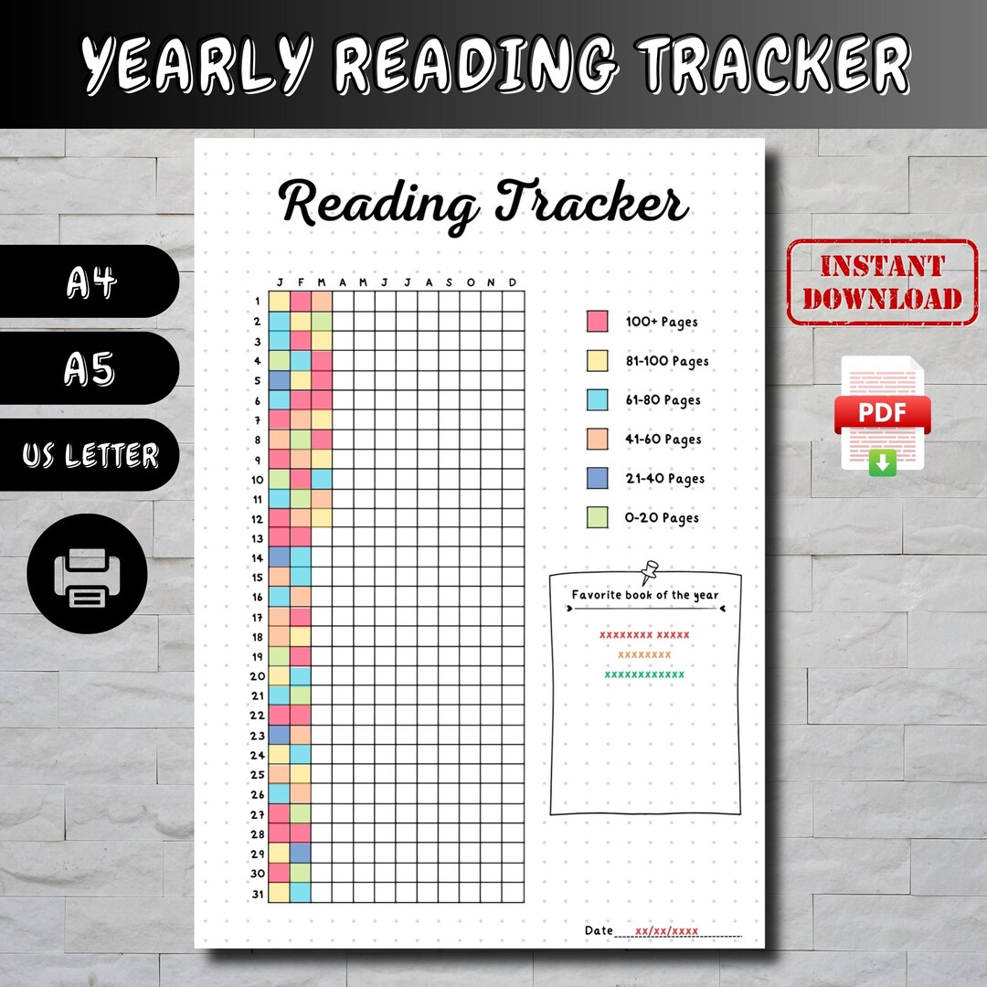 Yearly Reading Tracker Printable, Printable Tracker, A5 Journal Page ...