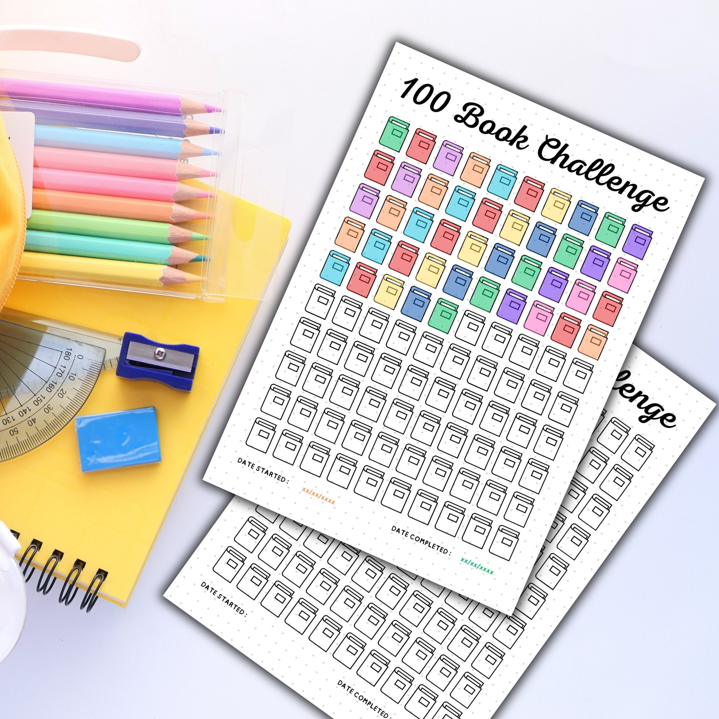 100 Book Reading Challenge, Printable Tracker, A5 Journal Page, Reading Tracker, Book Challenge ...