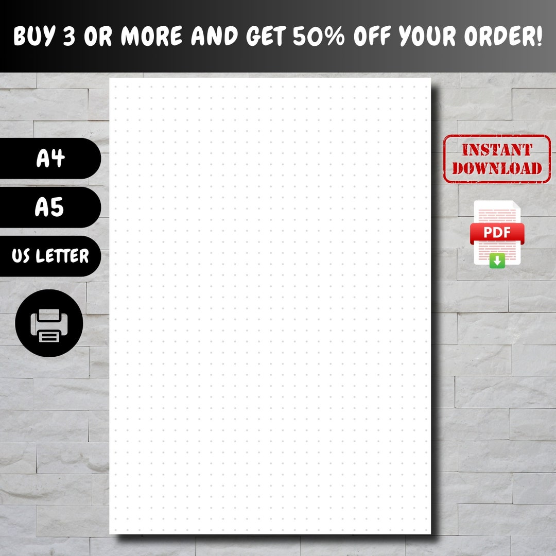 Printable Dot Grid Pages for Bullet Journal, A5 Journal Page, Dotted ...