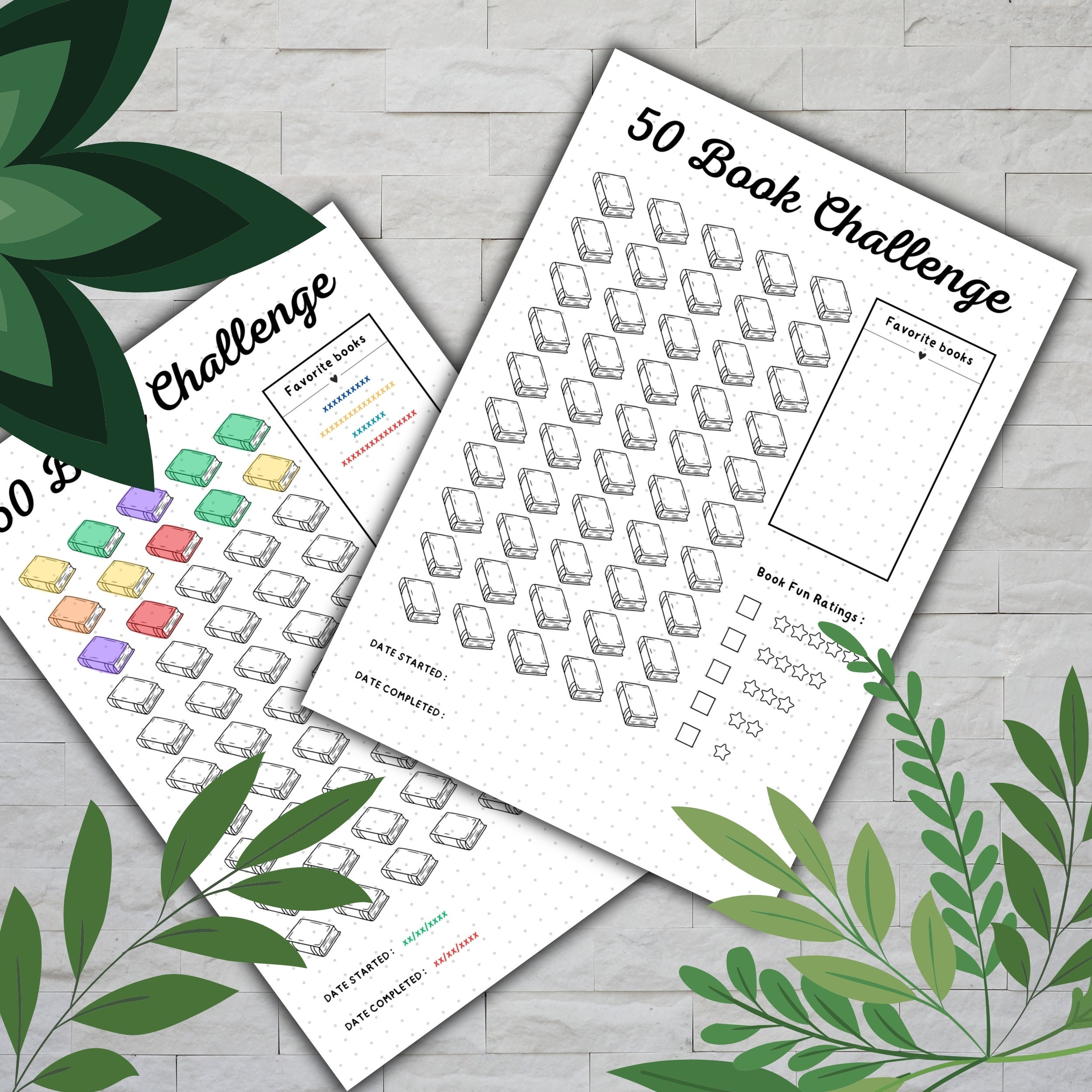 50 Book Reading Challenge, Printable Tracker, A5 Journal Page, Reading ...
