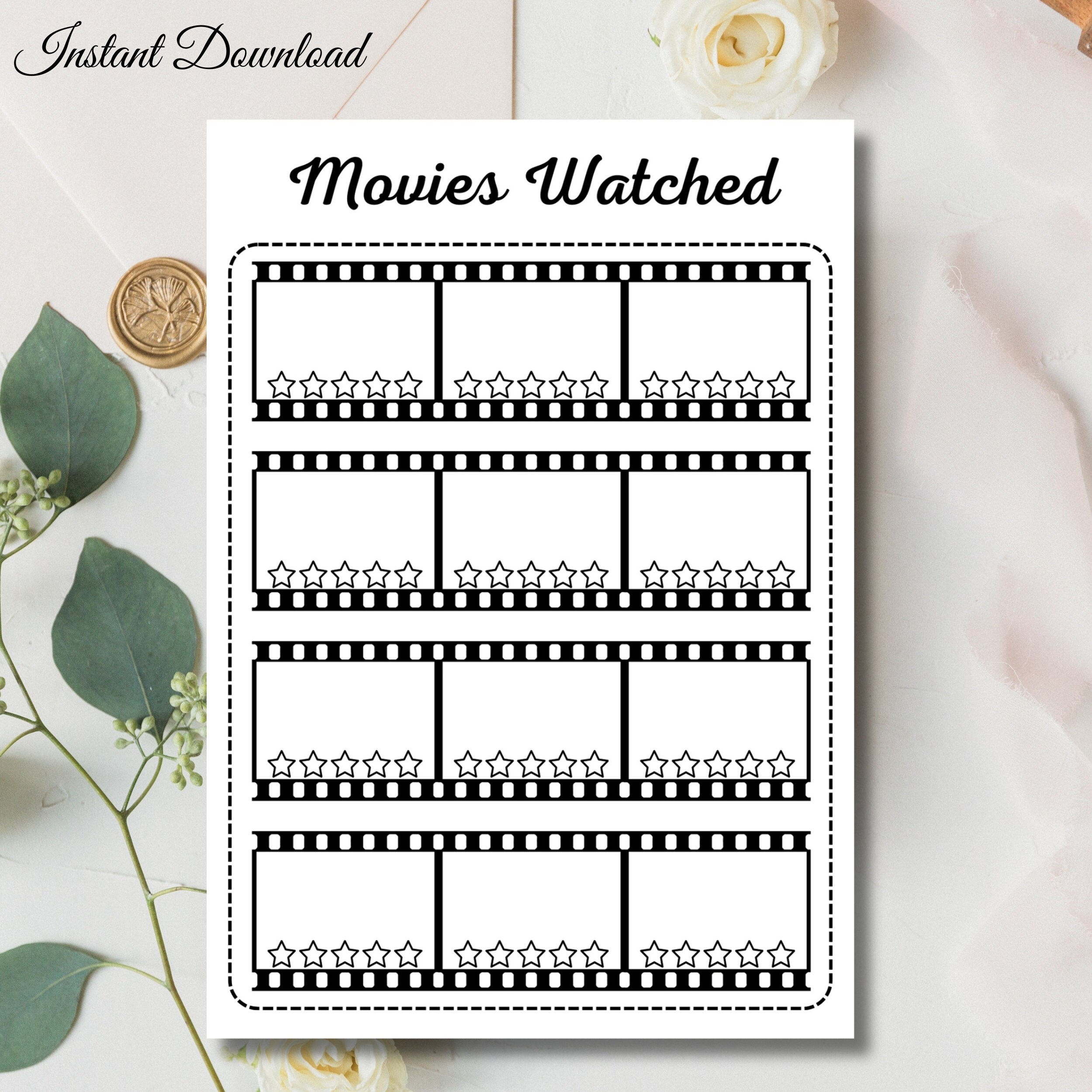 Monthly Movie Tracker, Printable Tracker, Movie Tracker Journal, A5 ...