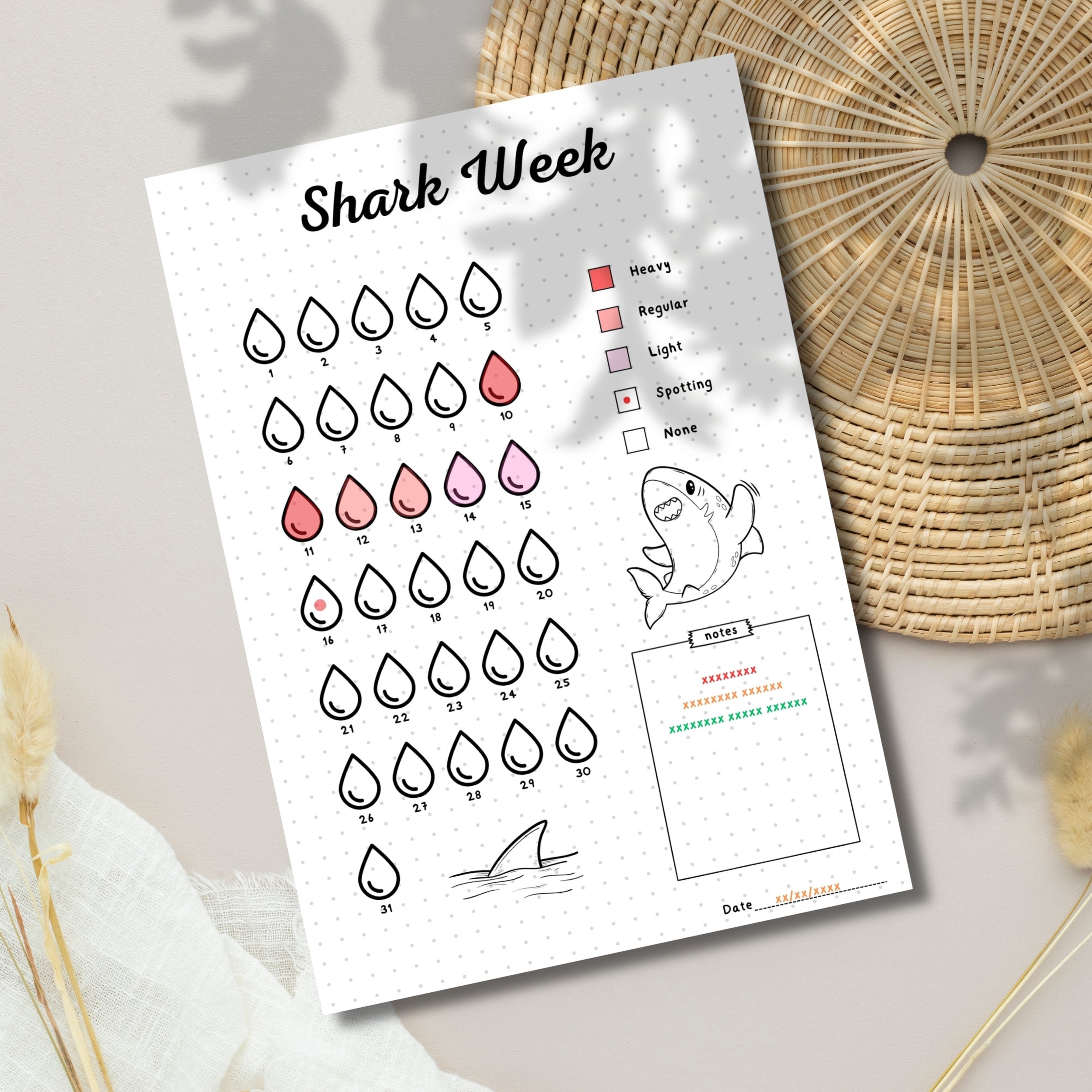 Monthly Period Tracker, Printable Tracker, Bullet Journal Page, A5 ...