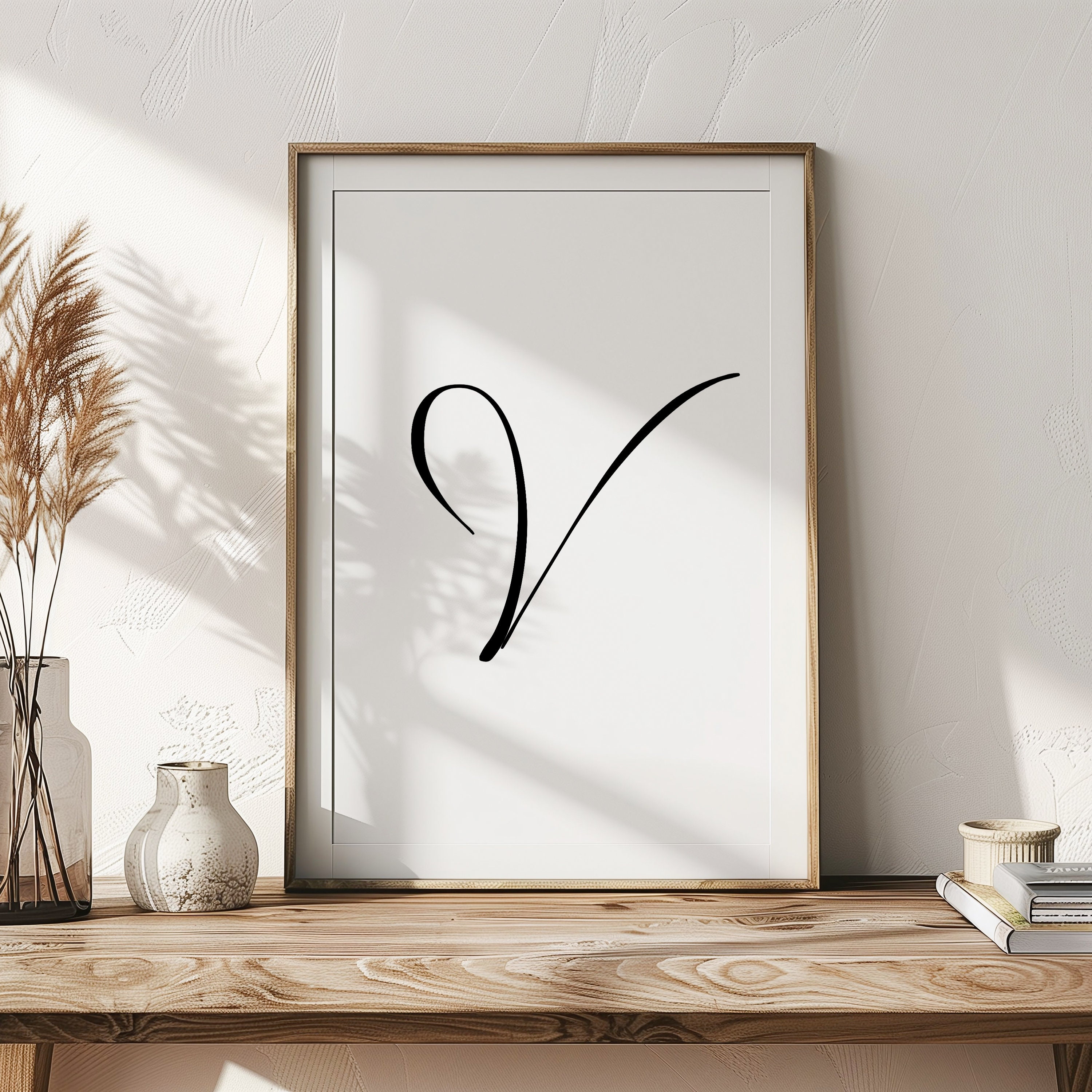 Letter V Poster, V Letter Decor, Printable Letter, Wall Art, Aesthetic ...
