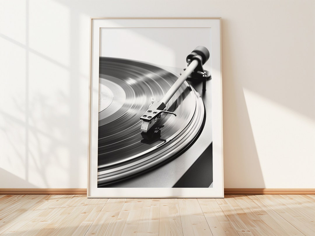 Vinyl Record Player Print: Black and White Music Art (digital Download ...