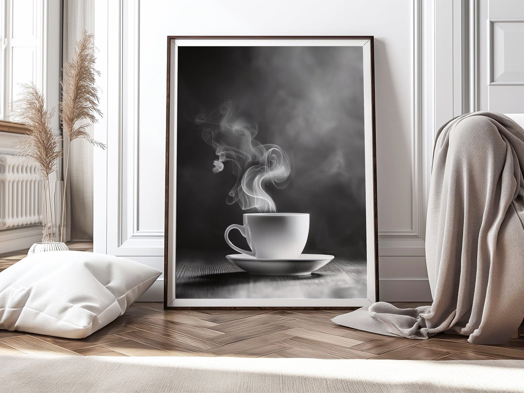 Minimalist Tea Cup Art Print: Black and White Photography (digital ...