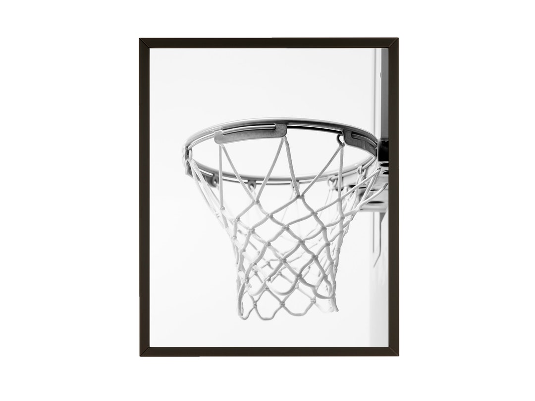 Basketball Hoop Art Print, Black and White Photography (digital ...