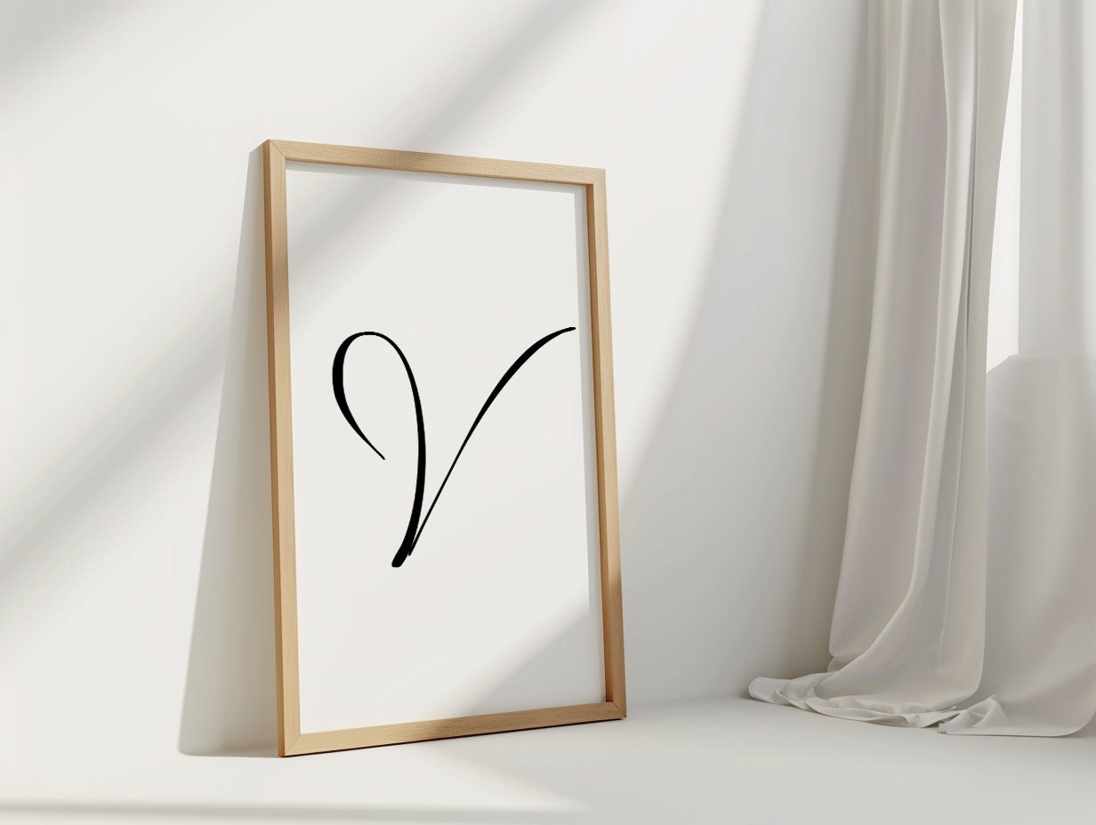 Letter V Poster, V Letter Decor, Printable Letter, Wall Art, Aesthetic ...