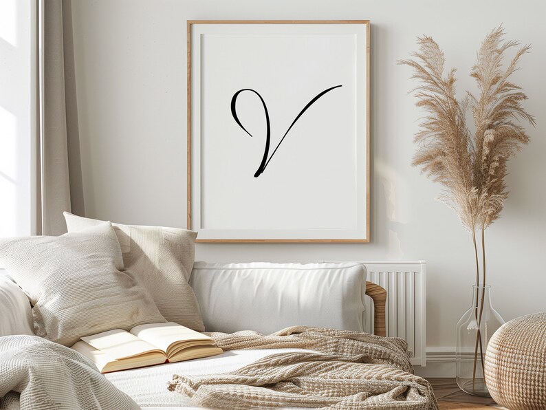 Letter V Poster, V Letter Decor, Printable Letter, Wall Art, Aesthetic ...