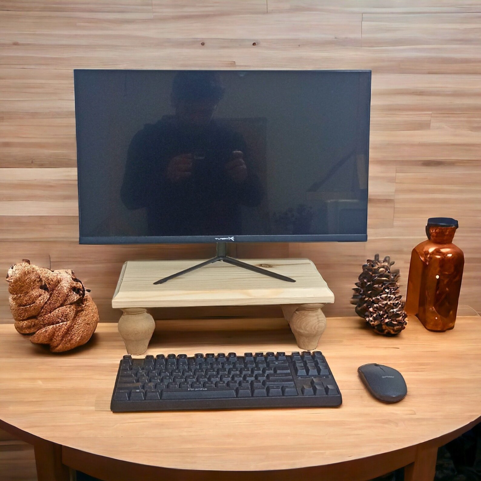 PC Screen Riser, Wooden Monitor Stand, Desk Rise Shelf for Computer ...