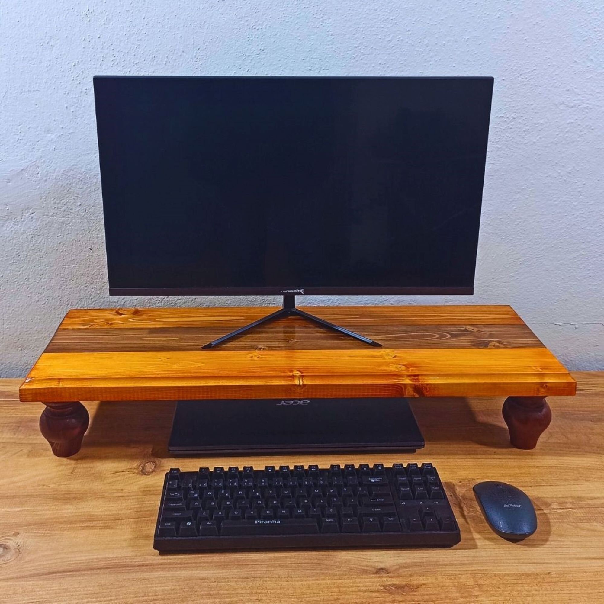 Wooden Minimalist Monitor Stand Riser for Computer, Laptop, and PC ...