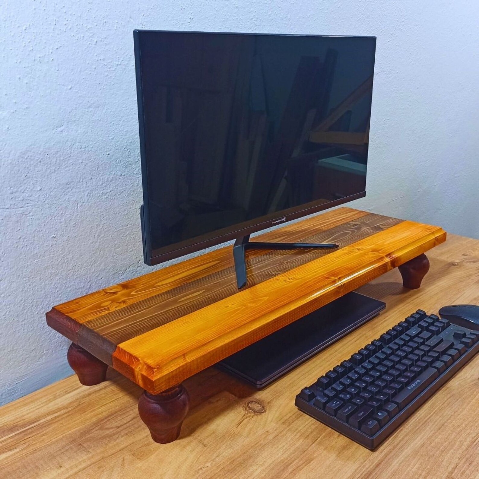 Wooden Minimalist Monitor Stand Riser for Computer, Laptop, and PC ...