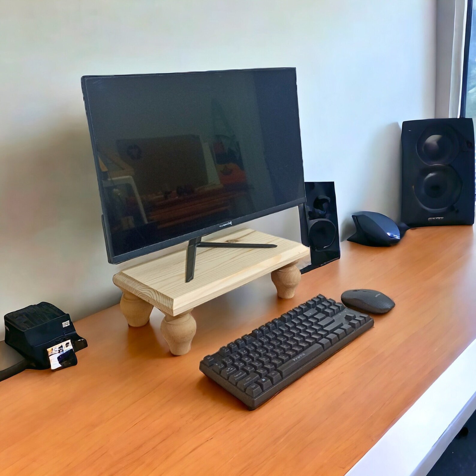 PC Screen Riser, Wooden Monitor Stand, Desk Rise Shelf for Computer ...