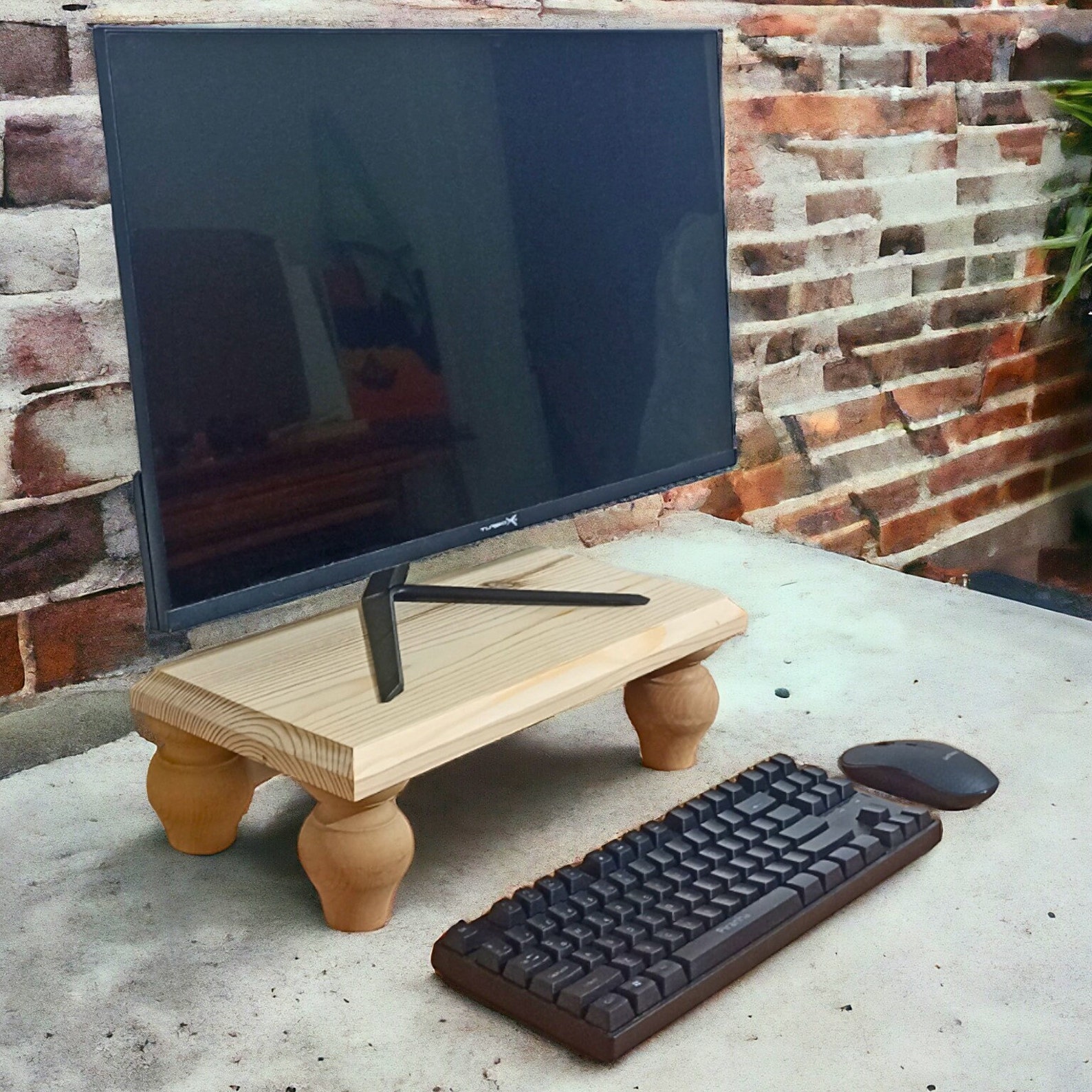PC Screen Riser, Wooden Monitor Stand, Desk Rise Shelf for Computer ...
