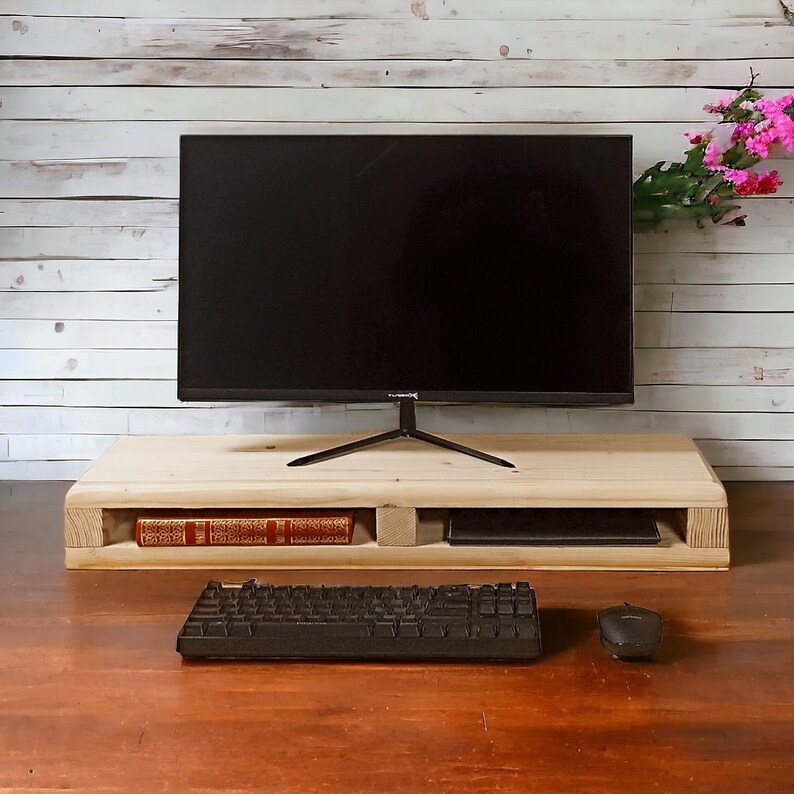 Dual Shelf Monitor Stand With Storage PC Screen Riser Desktop Shelf for ...
