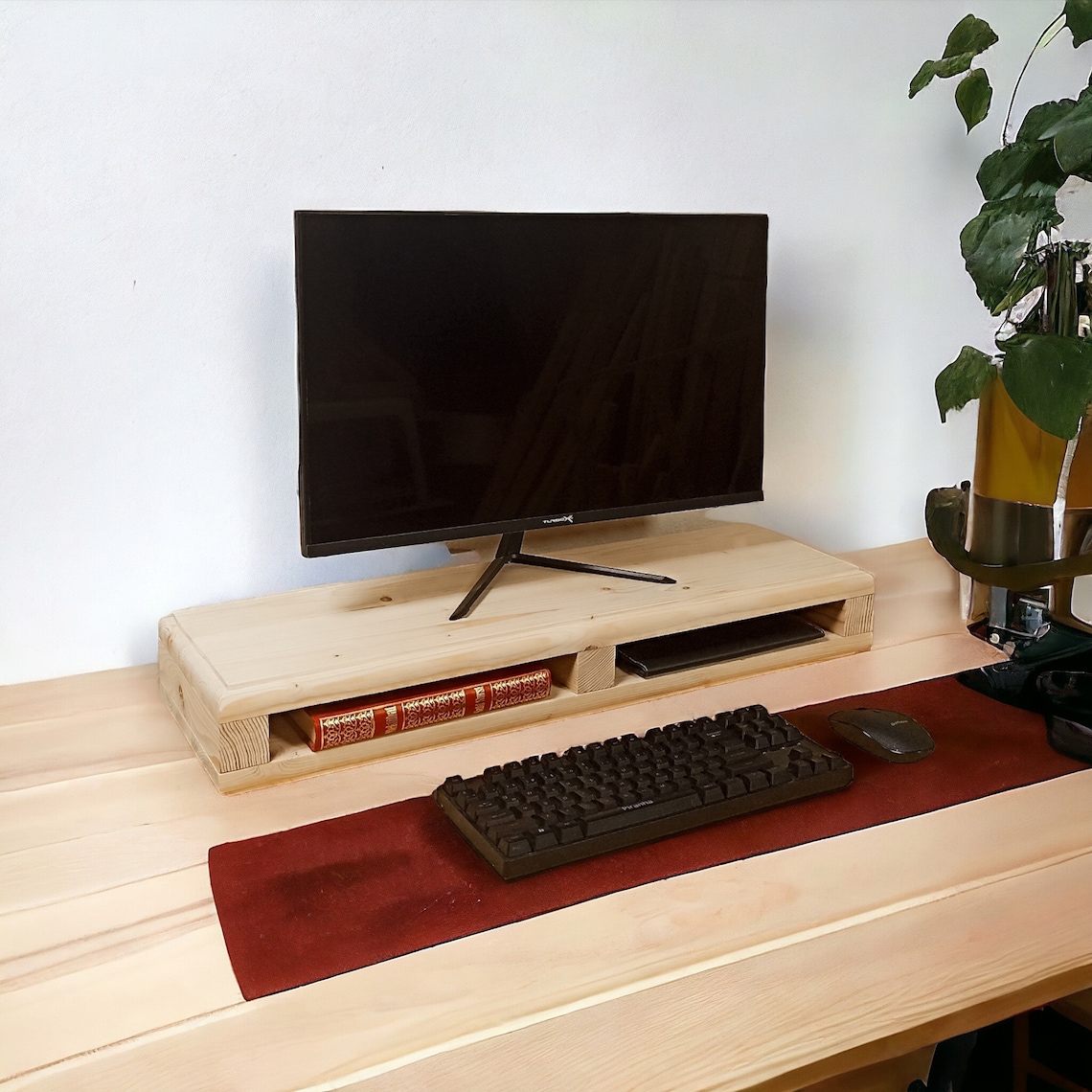 Dual Shelf Monitor Stand With Storage PC Screen Riser Desktop Shelf for ...