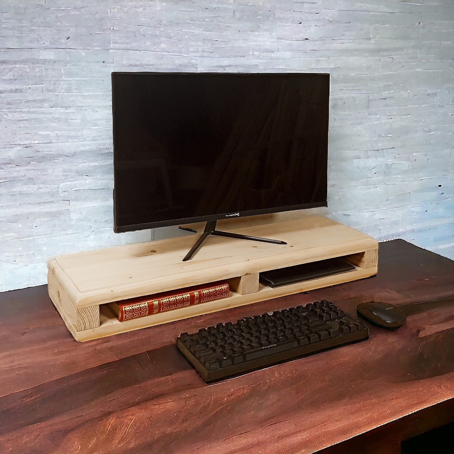 Dual Shelf Monitor Stand With Storage PC Screen Riser Desktop Shelf for ...