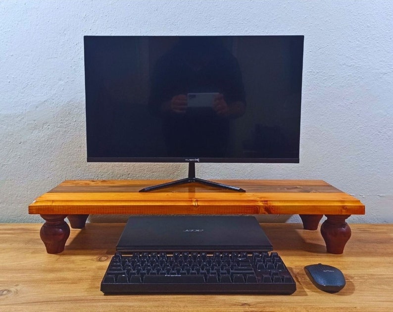 Wooden Minimalist Monitor Stand Riser for Computer, Laptop, and PC ...