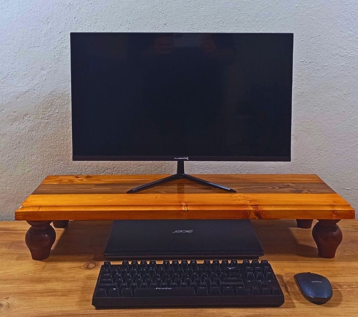 Wooden Minimalist Monitor Stand Riser for Computer, Laptop, and PC ...