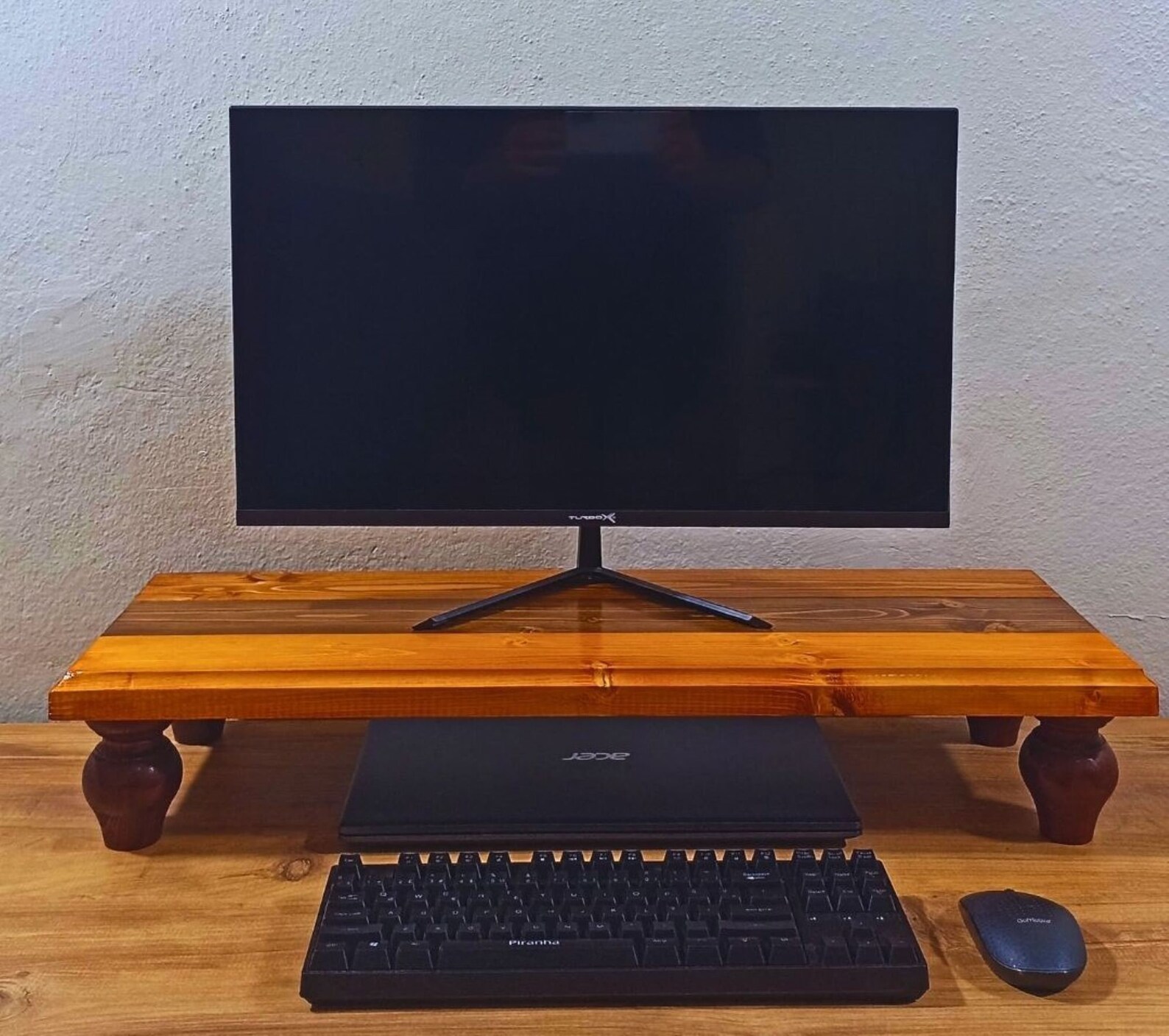 Wooden Minimalist Monitor Stand Riser for Computer, Laptop, and PC ...