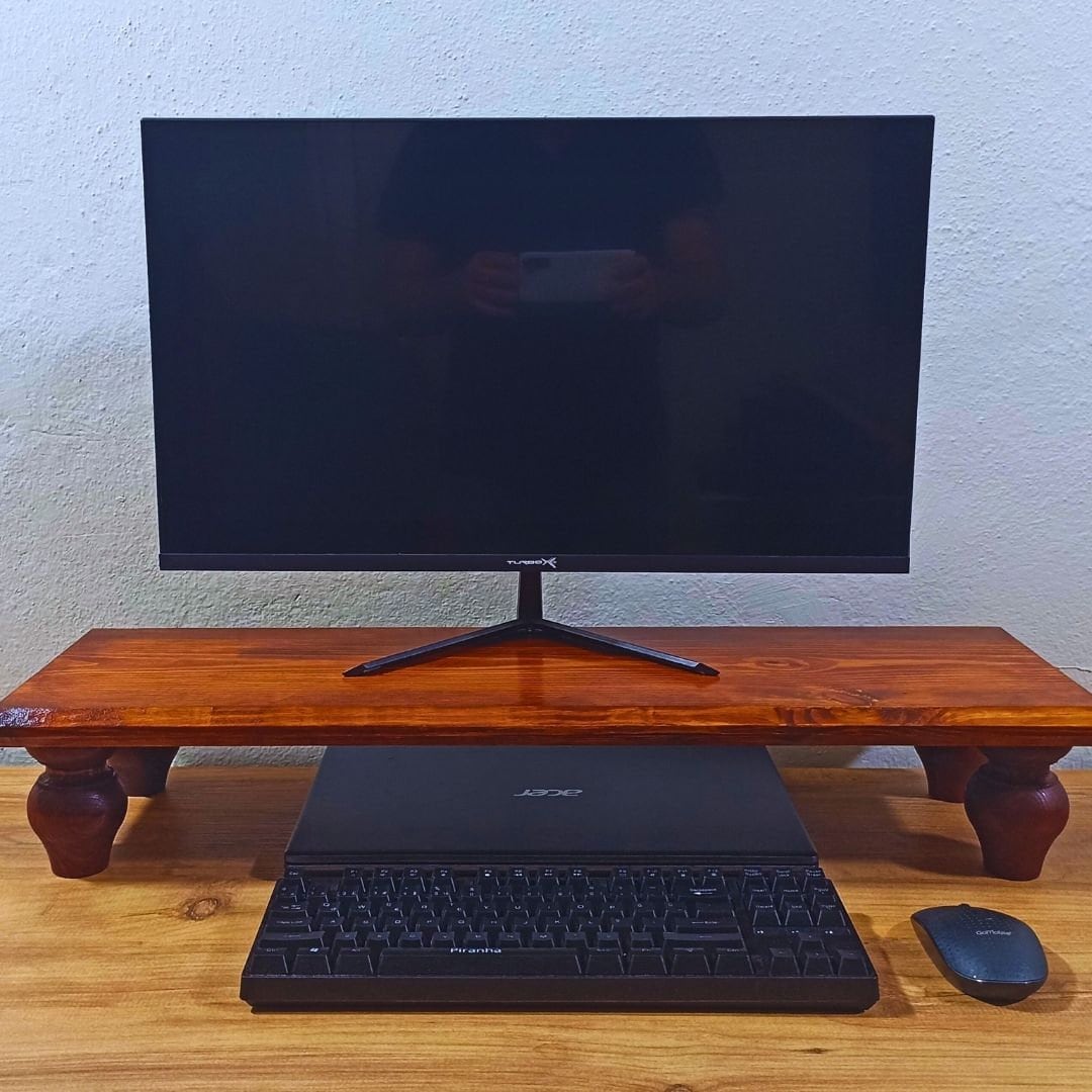 Modern Wooden Monitor Riser Stand for Desk Organizer, Dual PC Screen ...