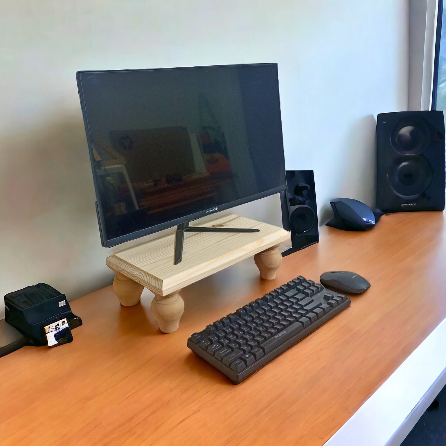 PC Screen Riser, Wooden Monitor Stand, Desk Rise Shelf for Computer ...
