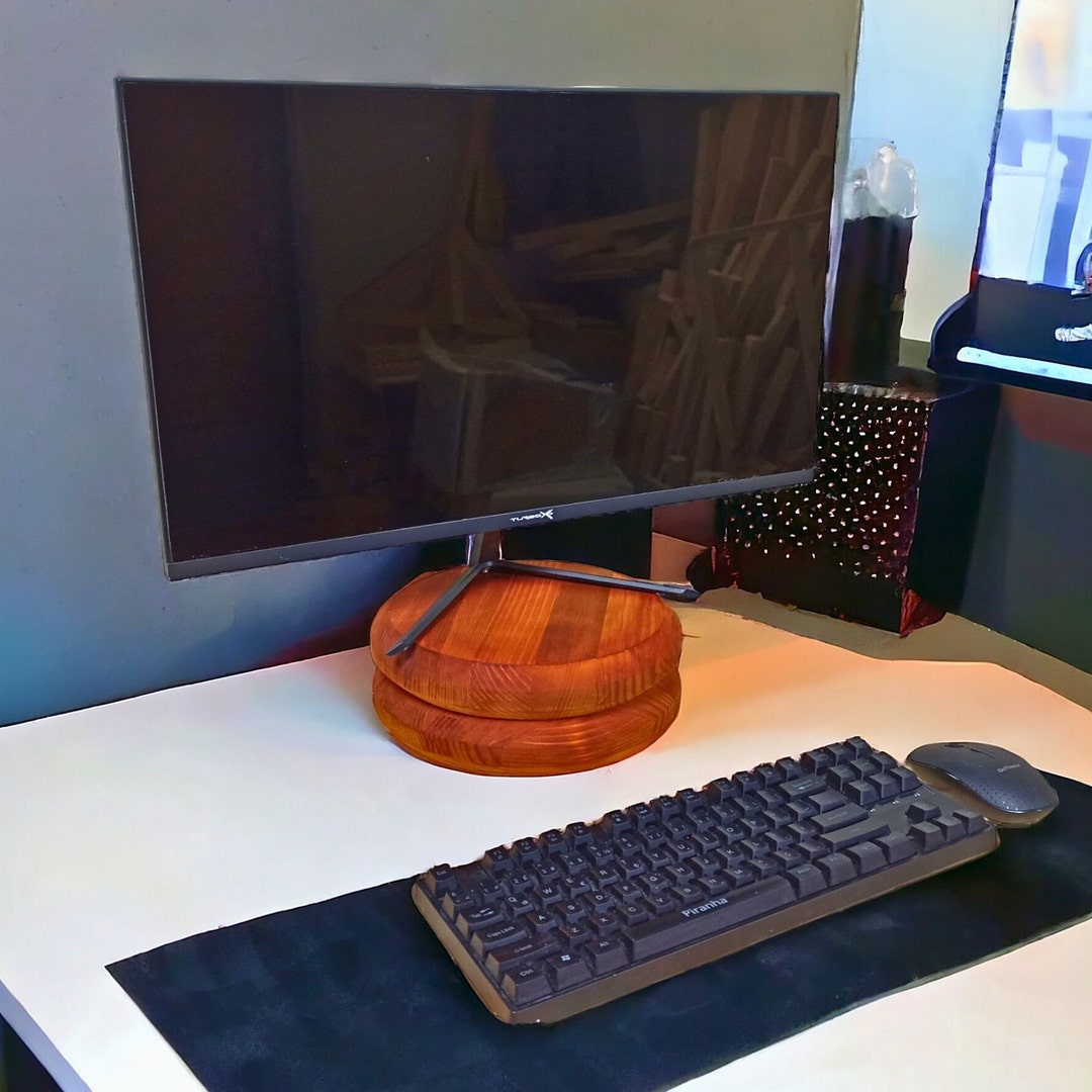 Stylish Monitor Stand and PC Screen Riser Wood Desk Shelf for Home ...