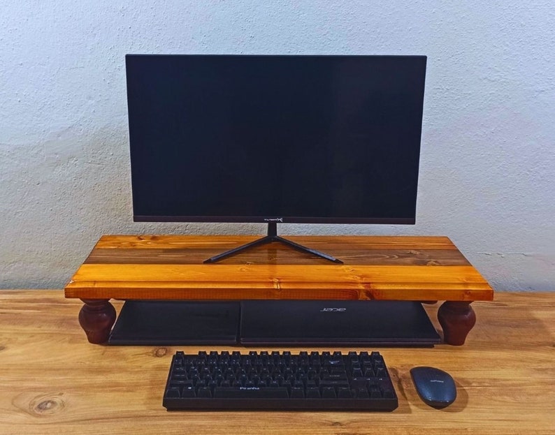 Wooden Minimalist Monitor Stand Riser for Computer, Laptop, and PC ...