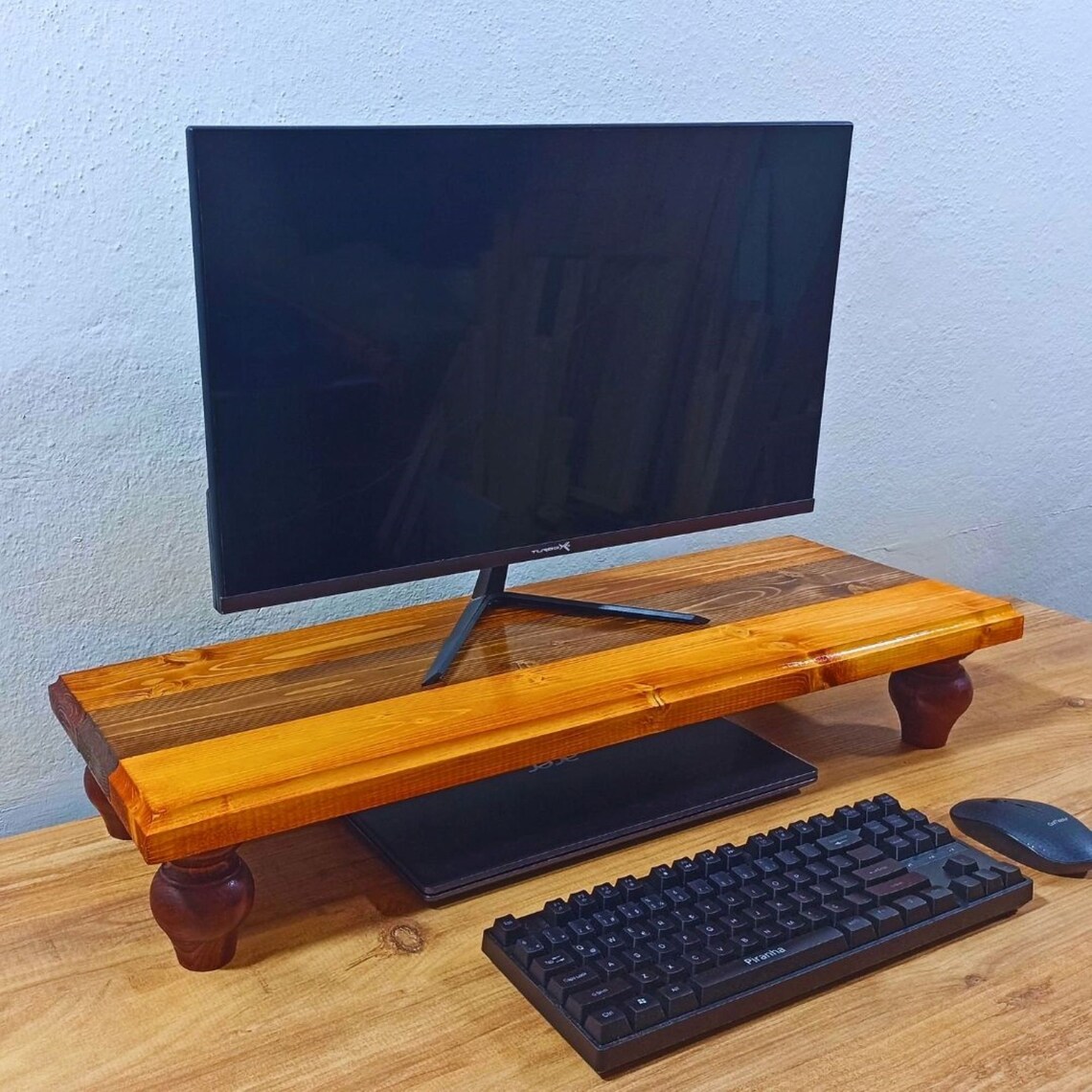 Wooden Minimalist Monitor Stand Riser for Computer, Laptop, and PC ...