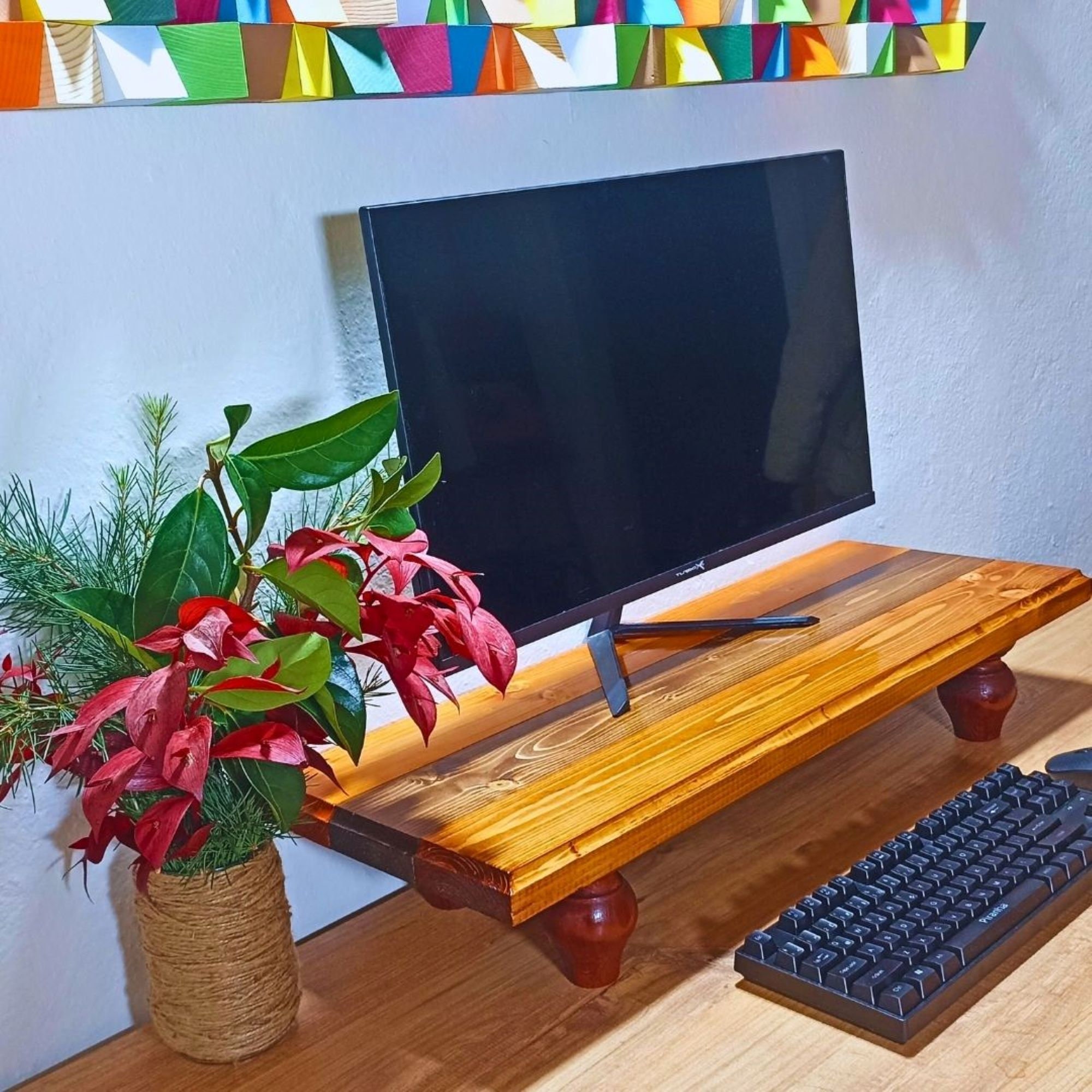 Wooden Minimalist Monitor Stand Riser for Computer, Laptop, and PC ...
