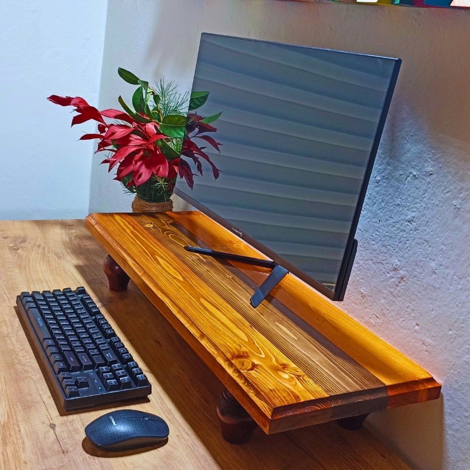 Wooden Minimalist Monitor Stand Riser for Computer, Laptop, and PC ...