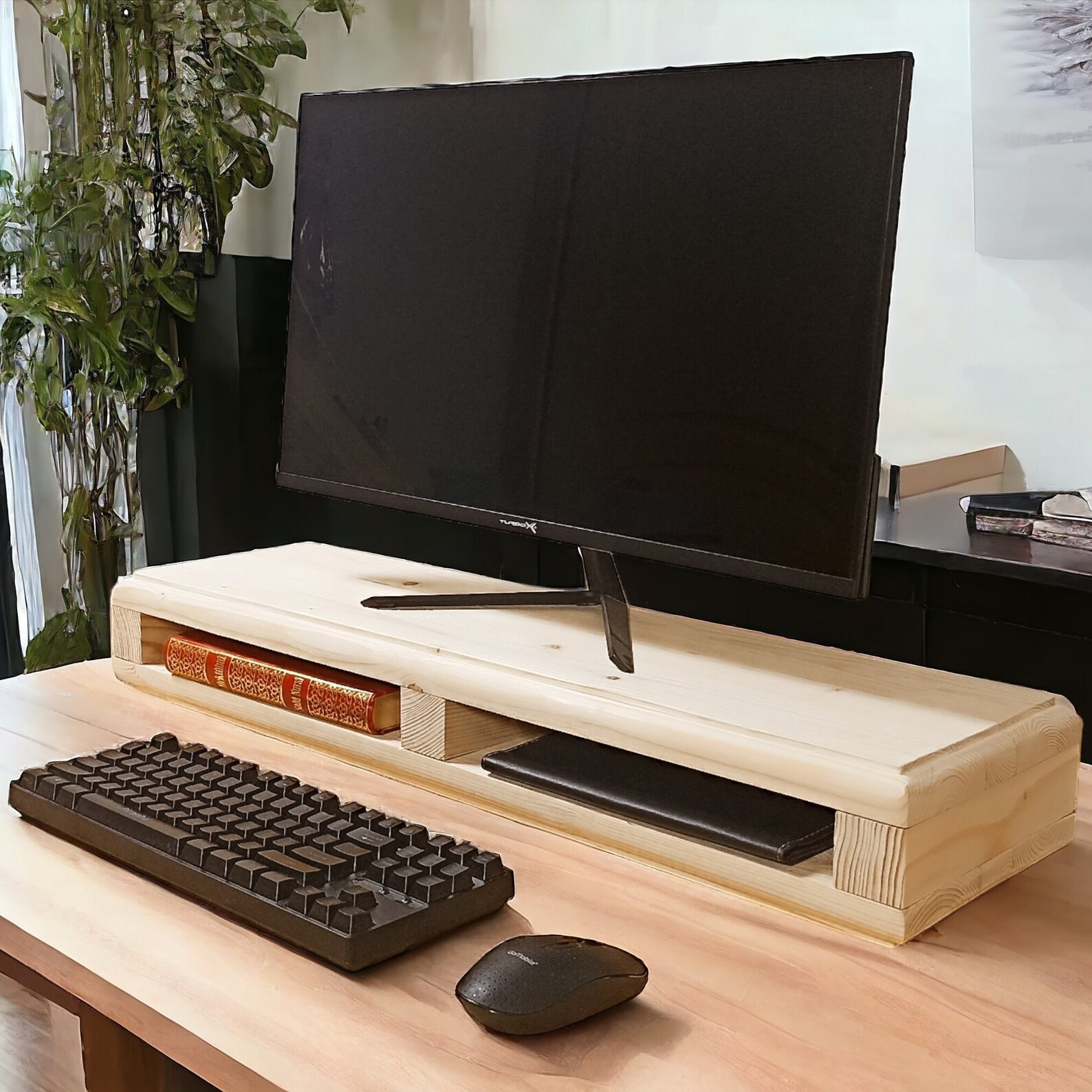 Dual Shelf Monitor Stand With Storage PC Screen Riser Desktop Shelf for ...