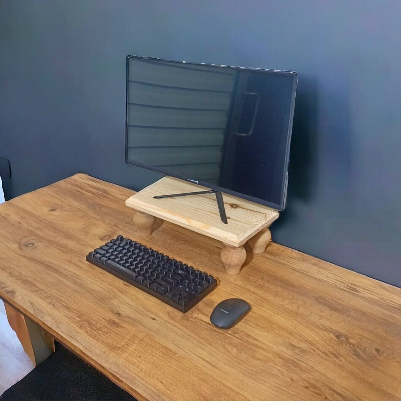 PC Screen Riser, Wooden Monitor Stand, Desk Rise Shelf for Computer ...