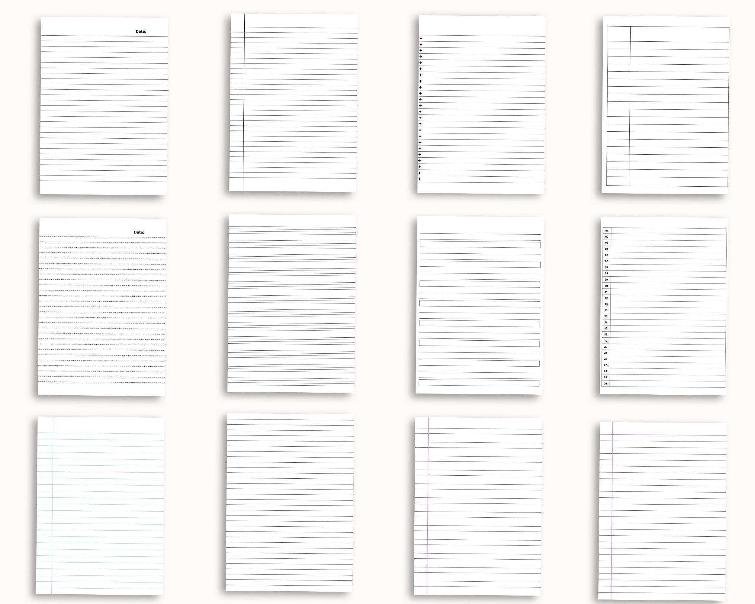 40 Universal Notebook Paper Template Bundle | Universal Notebook Paper ...