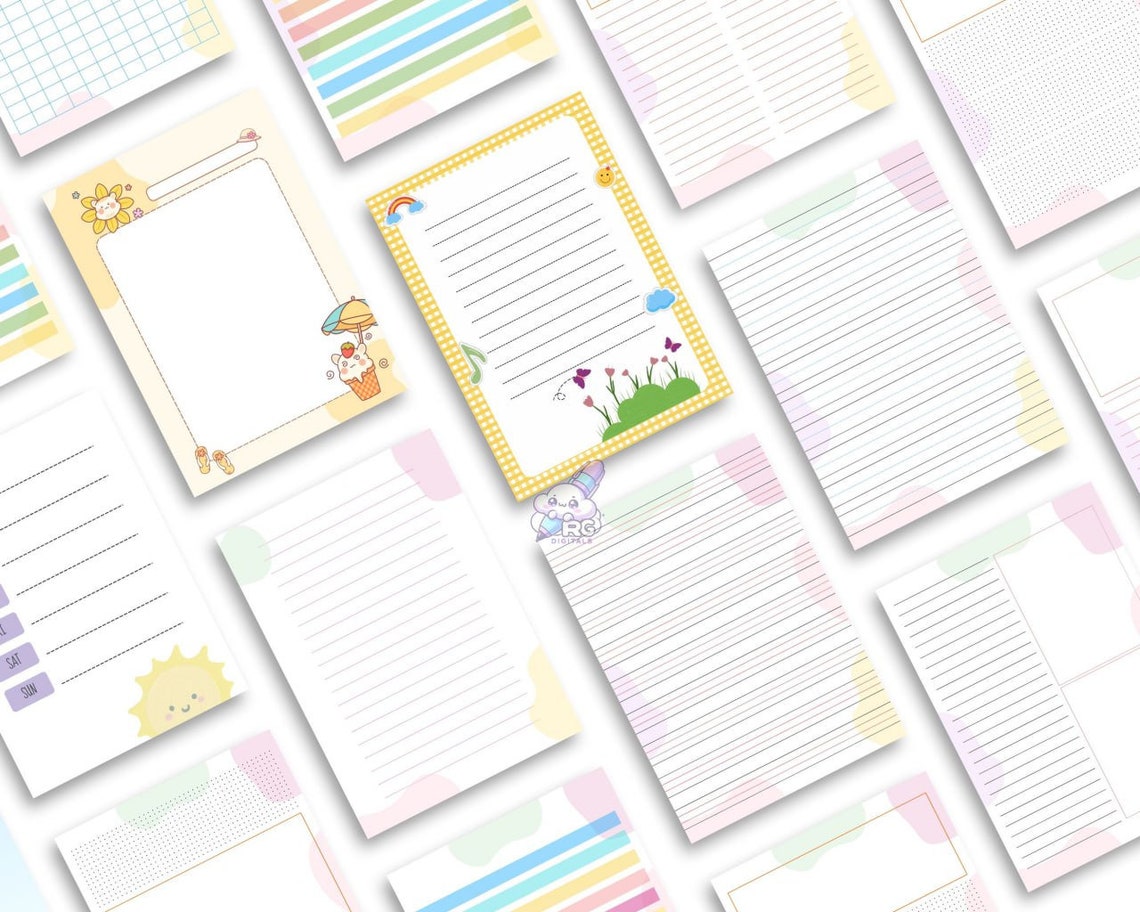 50 Kids Notebook Paper Templates Printable & Canva Editable JPG, PNG ...