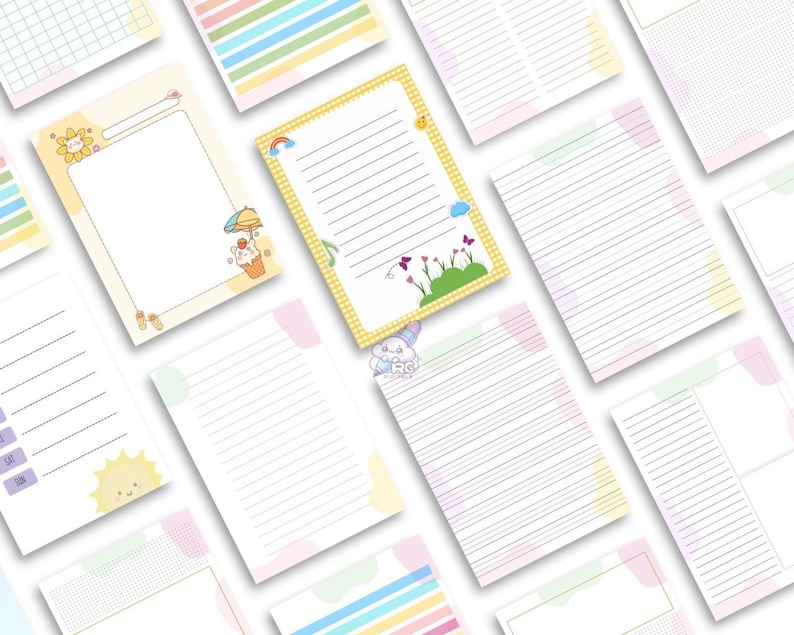 50 Kids Notebook Paper Templates | Printable & Canva Editable (JPG, PNG ...