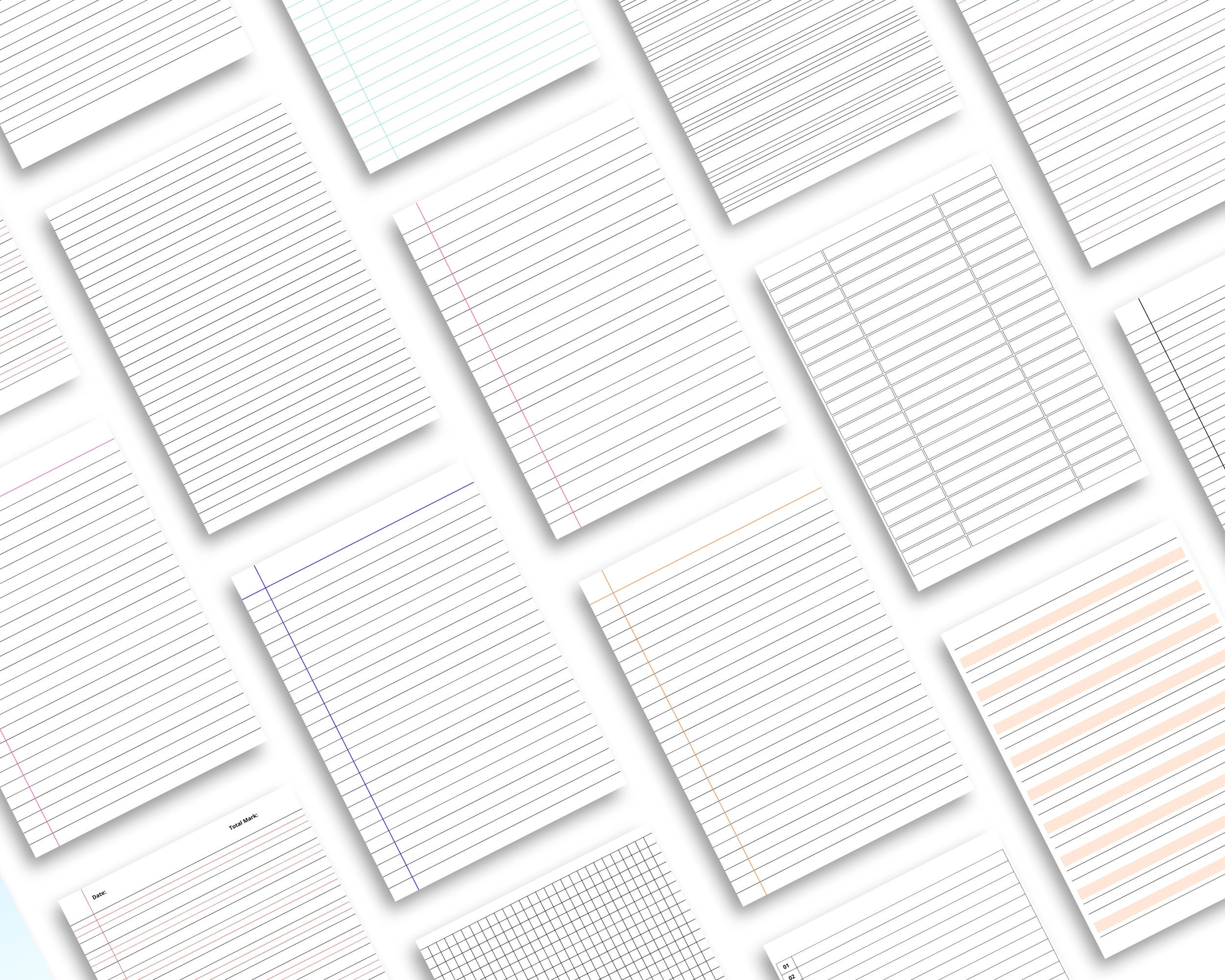 40 Universal Notebook Paper Template Bundle | Universal Notebook Paper ...