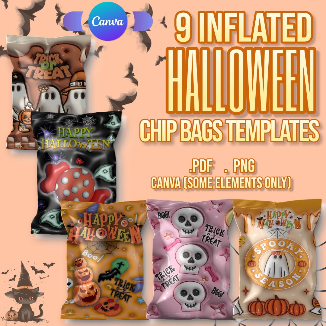 9 Inflated Halloween Chip Bags Templates | 3D Puff Halloween Chip Bags ...