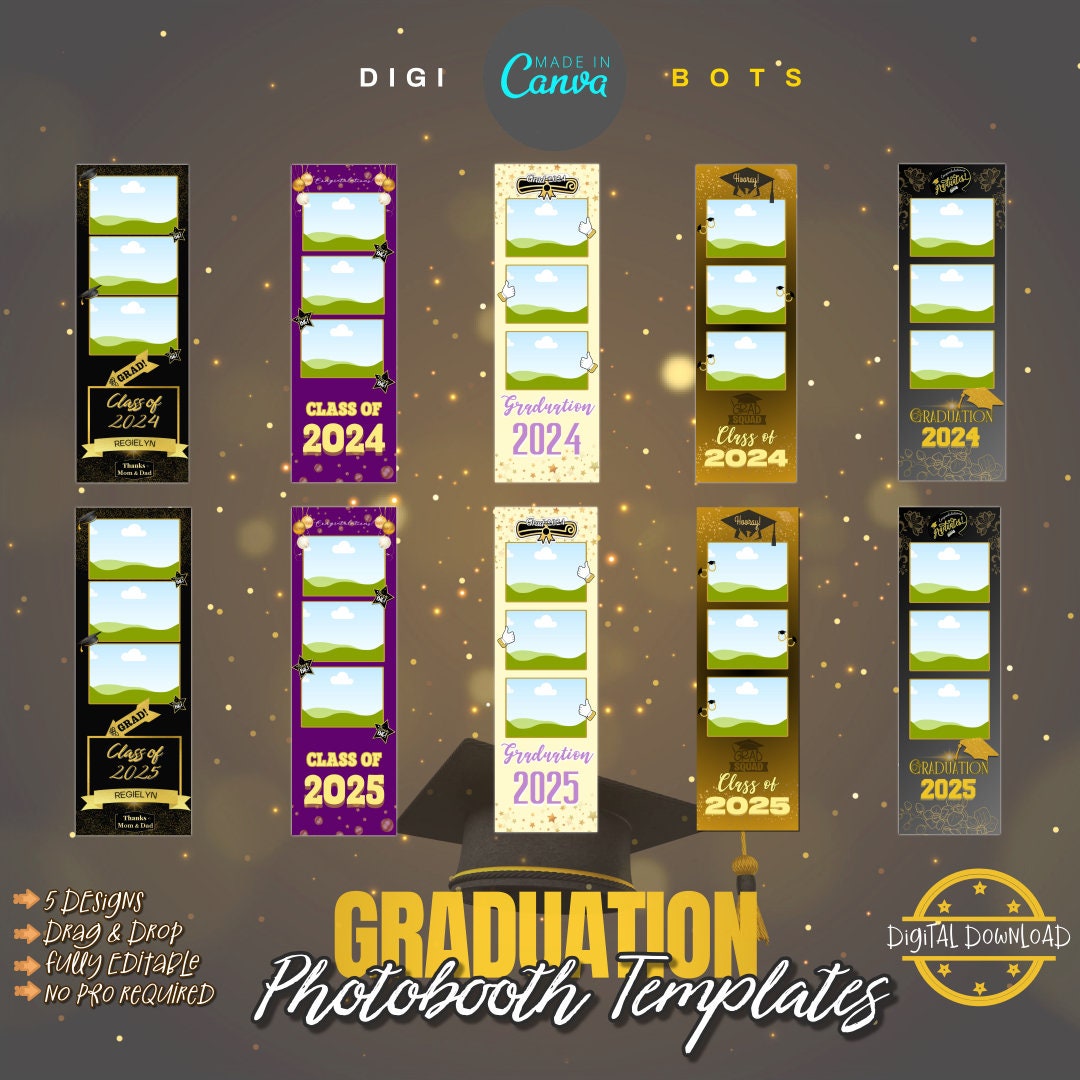 Canva Templates Bundle: Five(5) Graduation Photo Booth Templates ...
