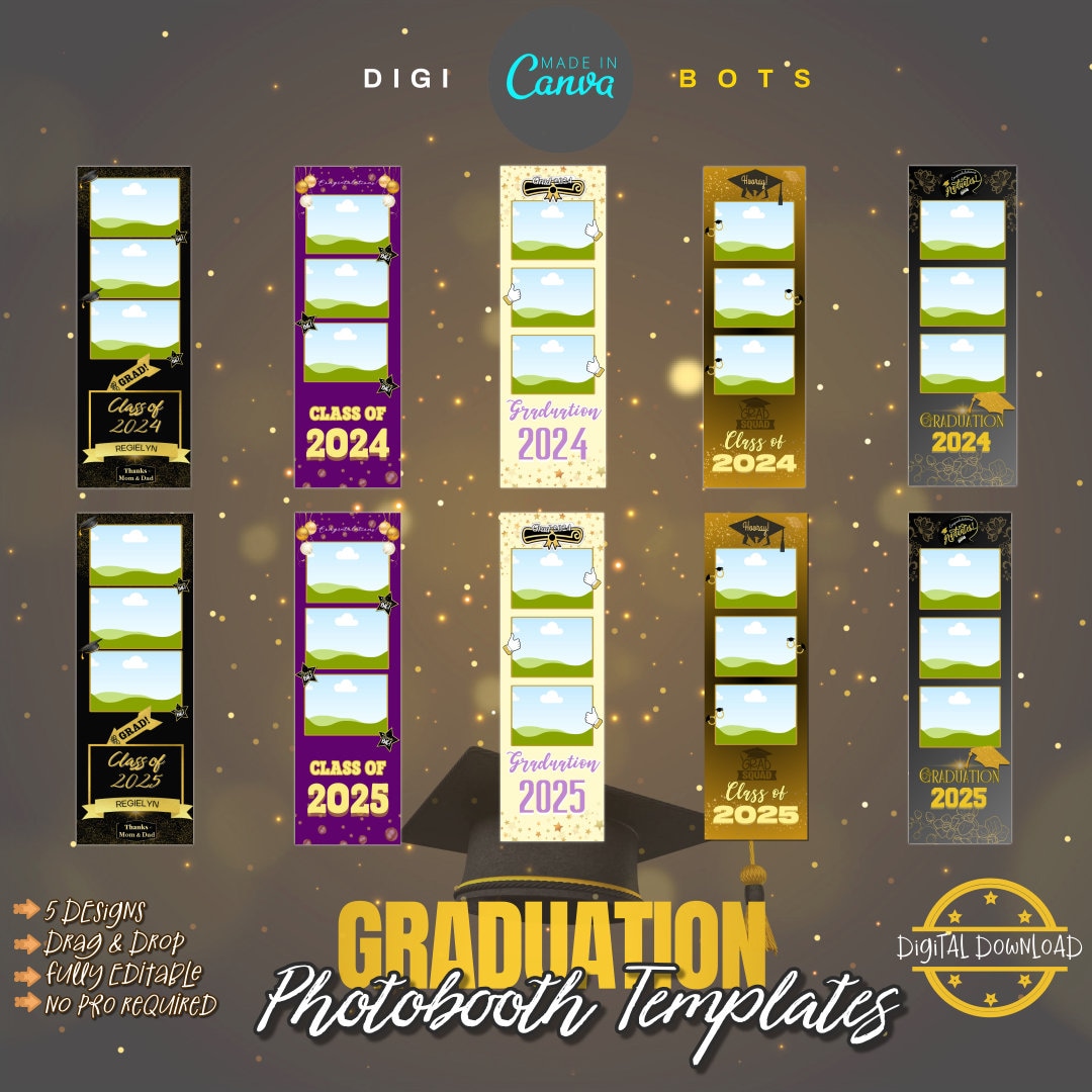 Canva Templates Bundle: Five(5) Graduation Photo Booth Templates ...