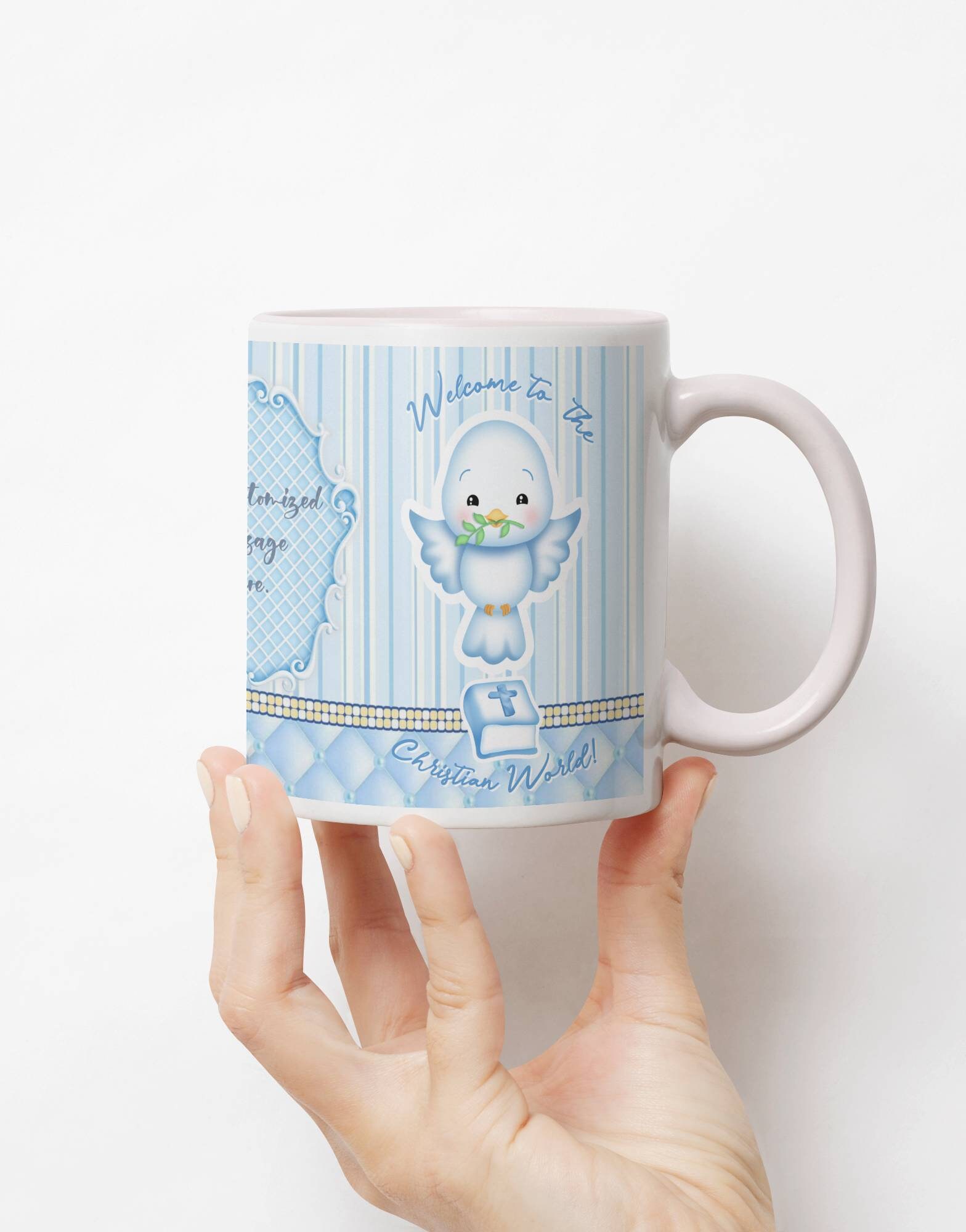 Baptism Mug Design Template - Editable in Canva | Pastel Blue Baptism ...