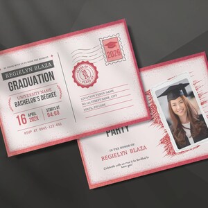 Canva Graduation Postcard Party Invitation Template | Canva Editable ...