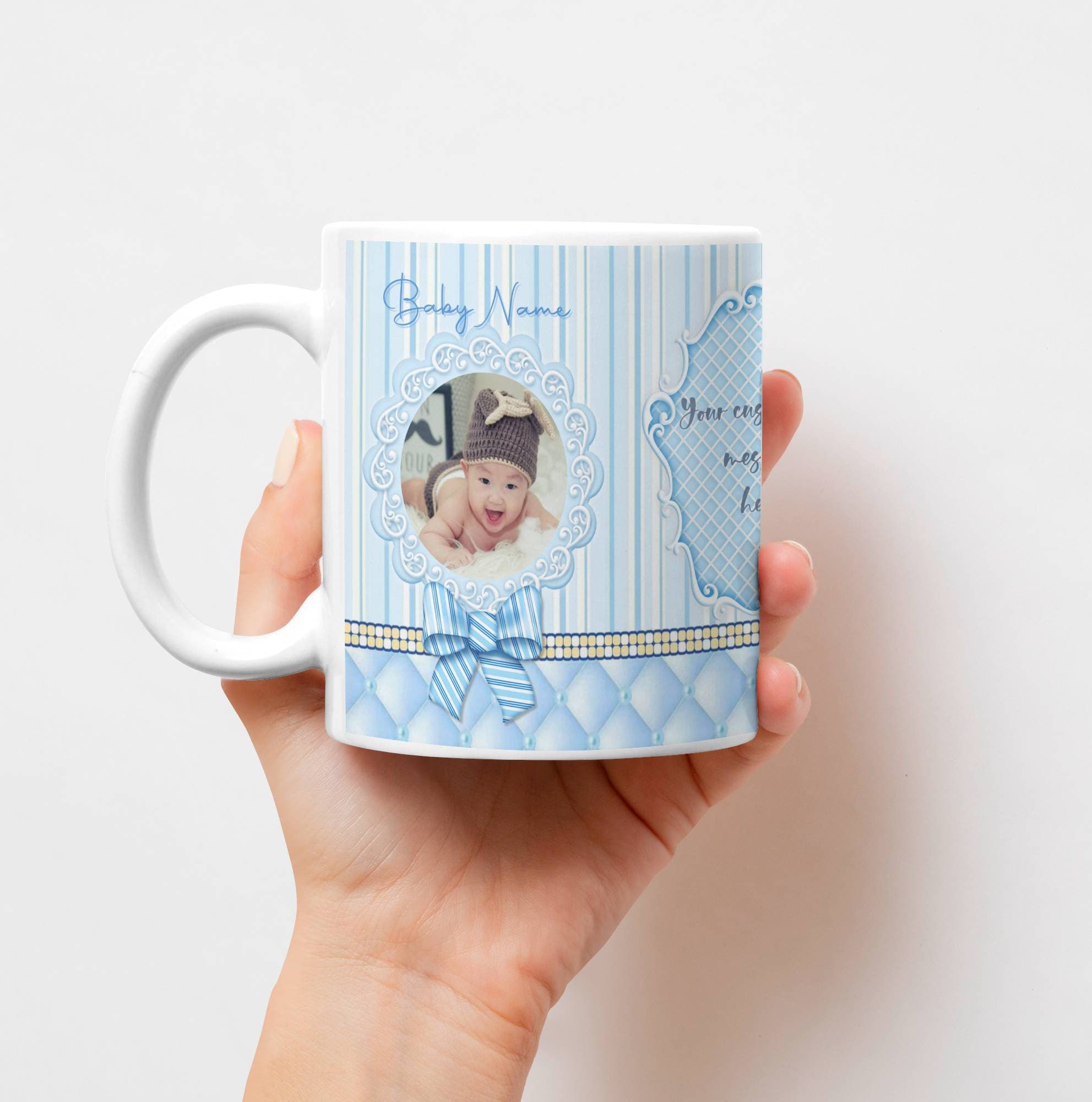 Baptism Mug Design Template - Editable in Canva | Pastel Blue Baptism ...