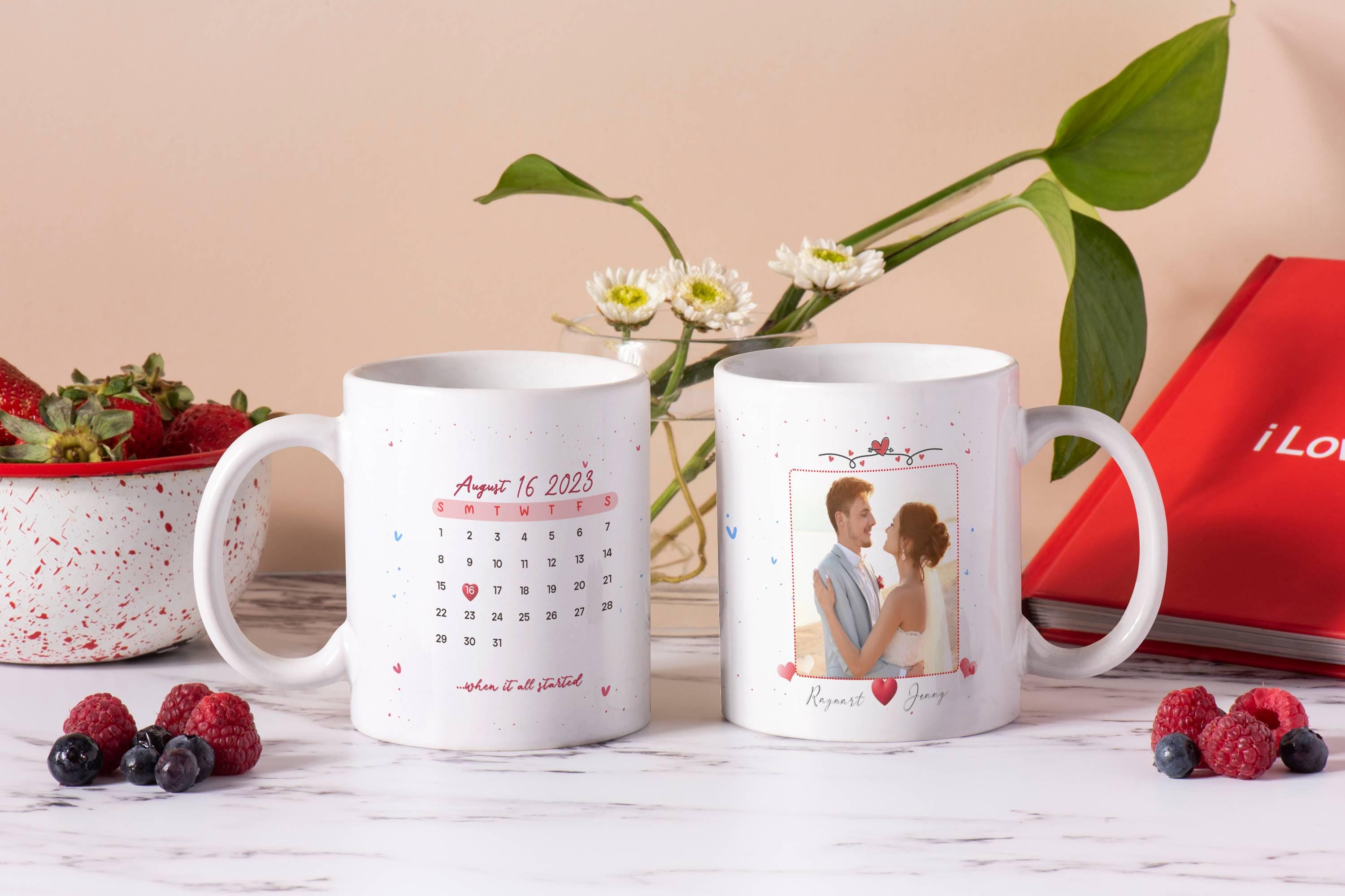 Canva Love Started Calendar Mug Wrap Template | Love Memory Mug Design ...