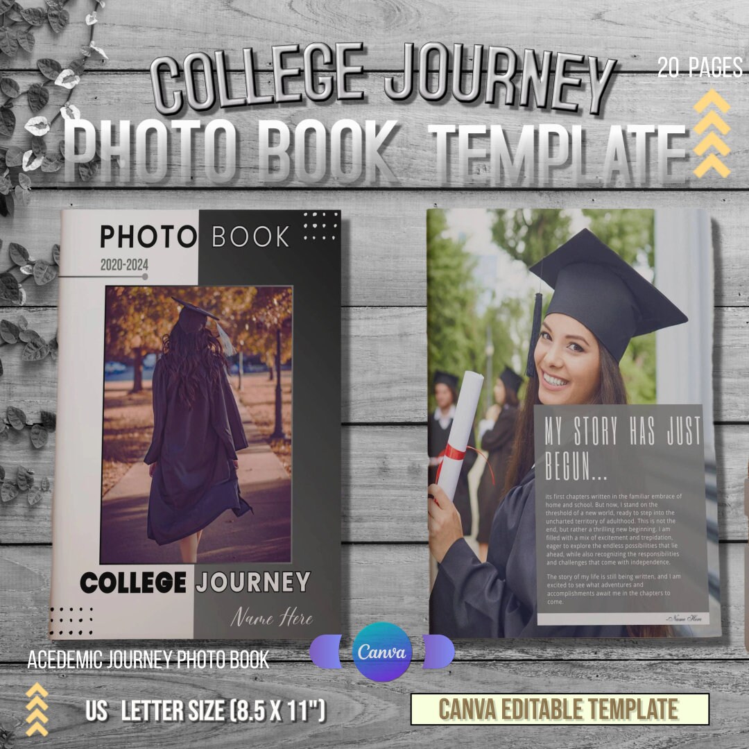 Canva Photo Book College Journey Editable Template Simple Elegant Canva ...