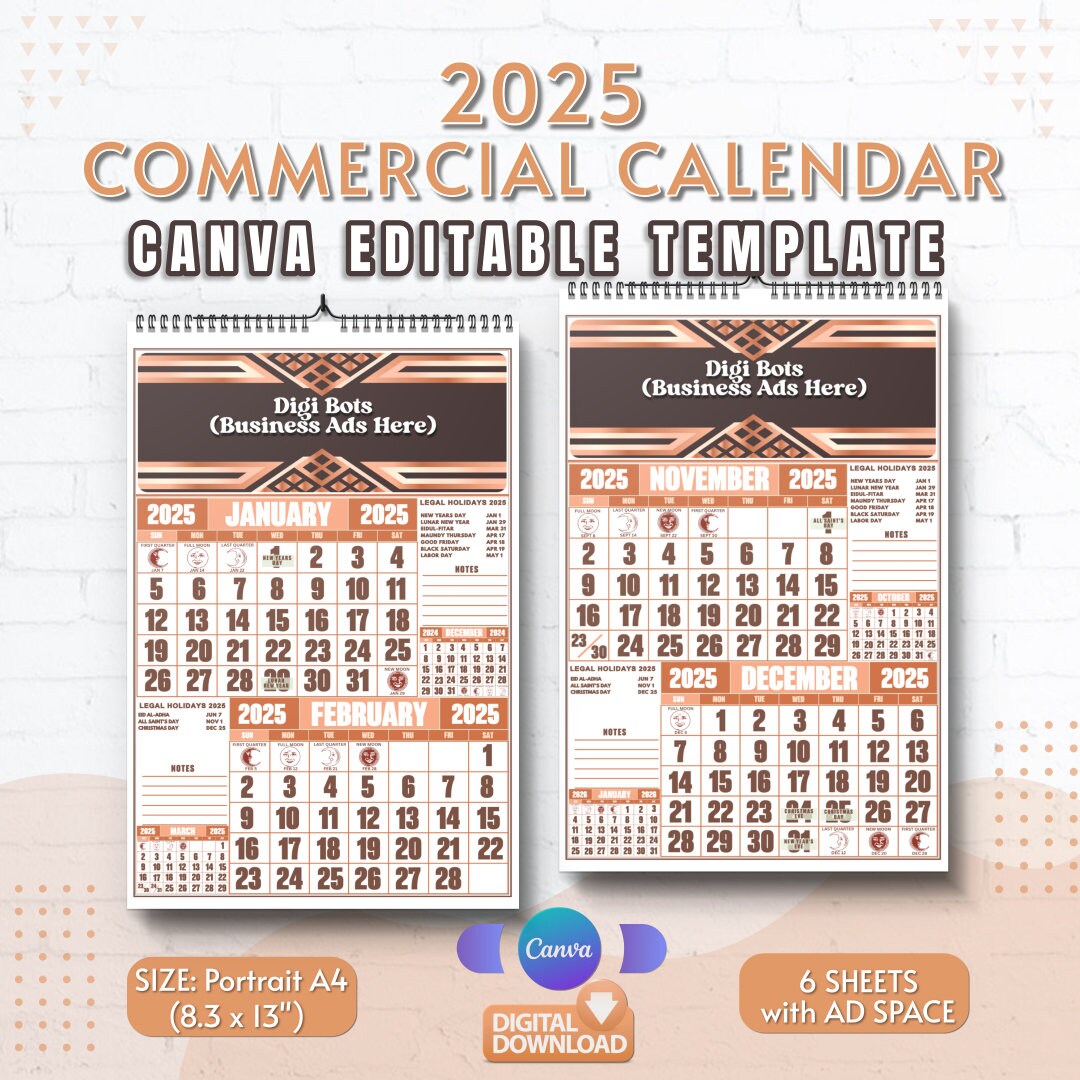 2025 Commercial Calendar Editable Template | Canva-editable Template ...