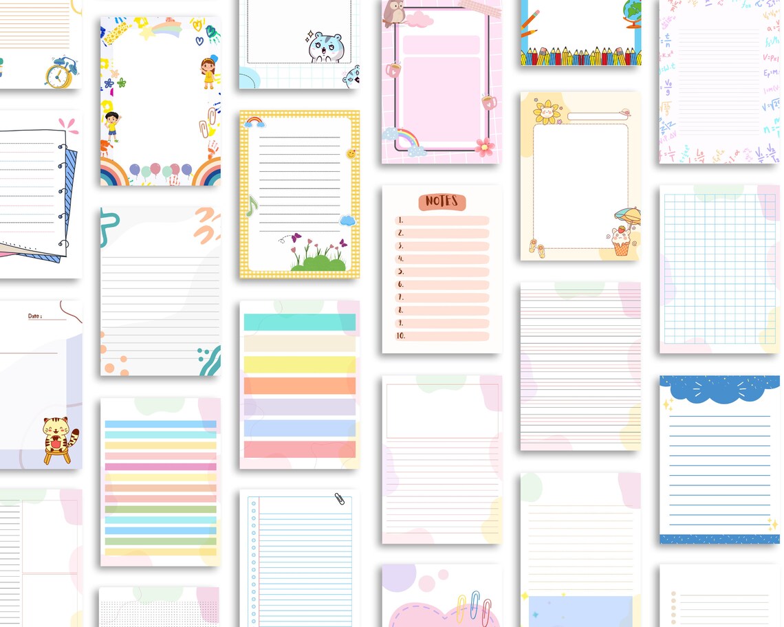 50 Kids Notebook Paper Templates | Printable & Canva Editable (JPG, PNG ...