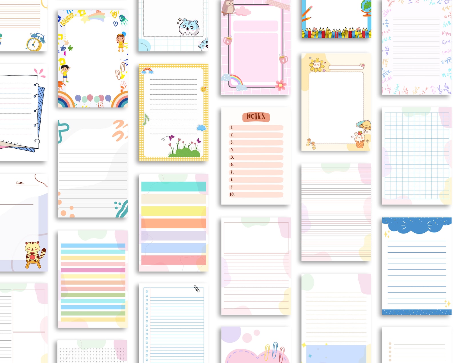 50 Kids Notebook Paper Templates | Printable & Canva Editable (JPG, PNG ...