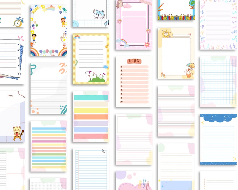 50 Kids Notebook Paper Templates | Printable & Canva Editable (JPG, PNG ...